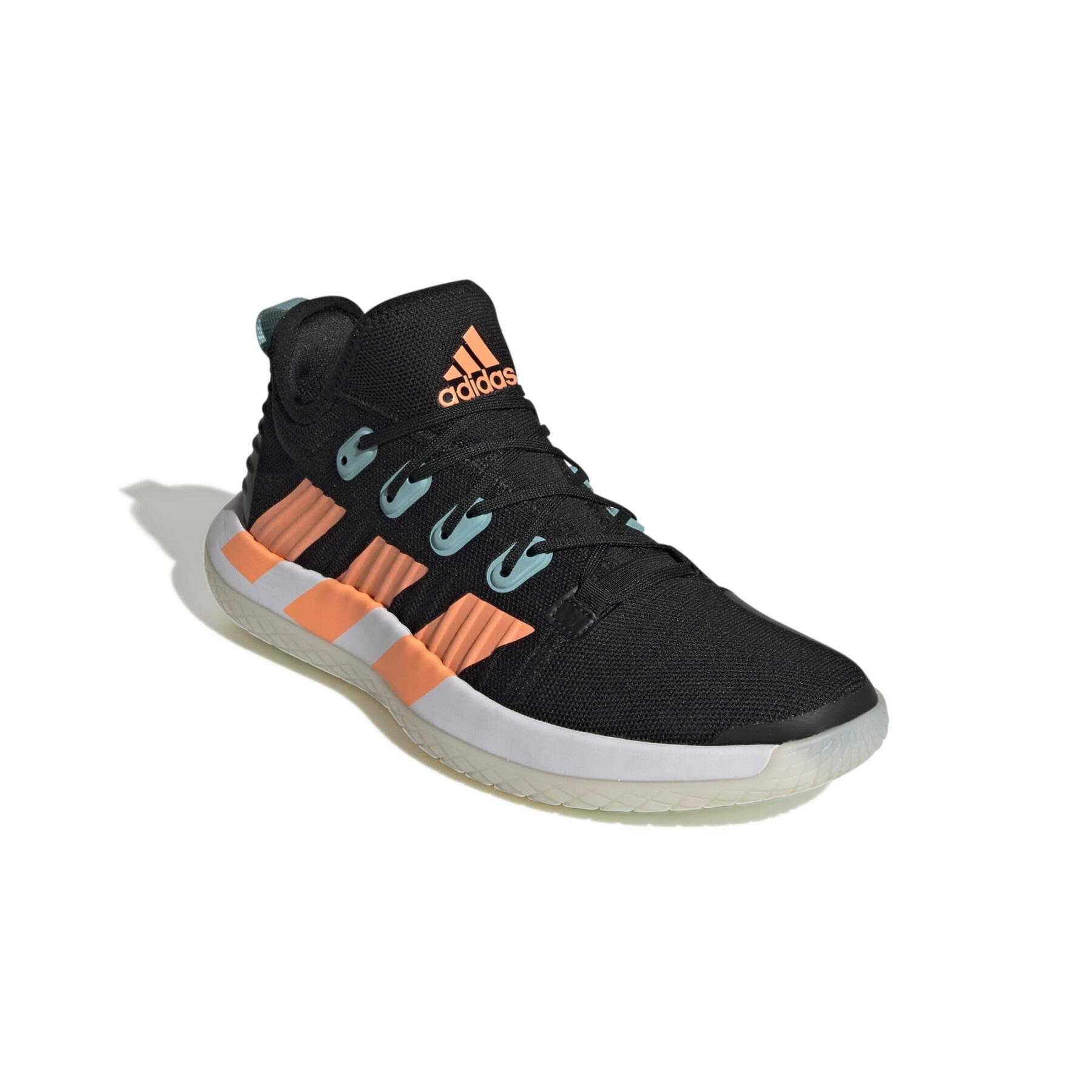 Adidas Mens Stabil Indoor Court Shoes - White/Blue - Tennisnuts.com