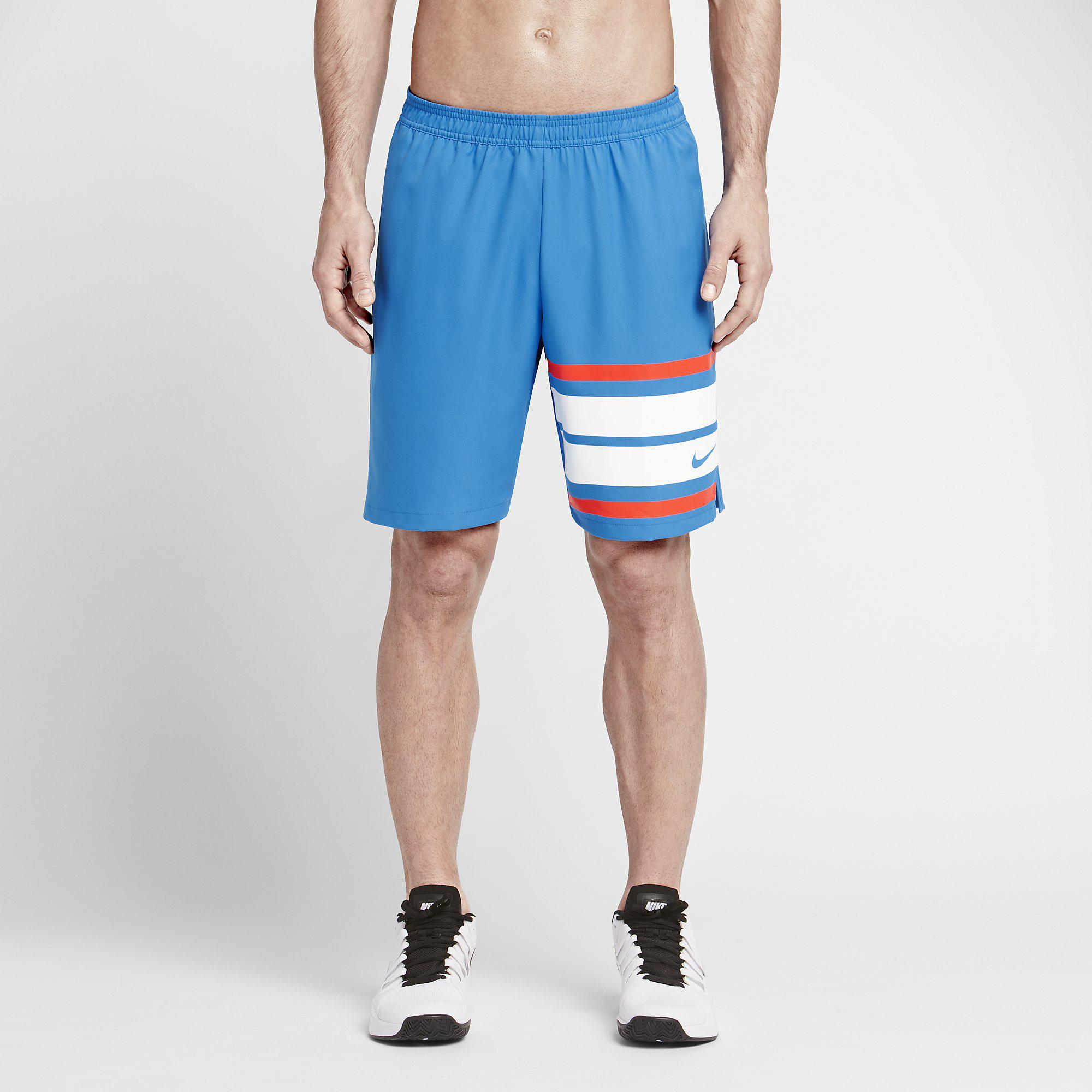 Nike Mens Court Graphic 9 Inch Tennis Shorts - Light Photo Blue ...