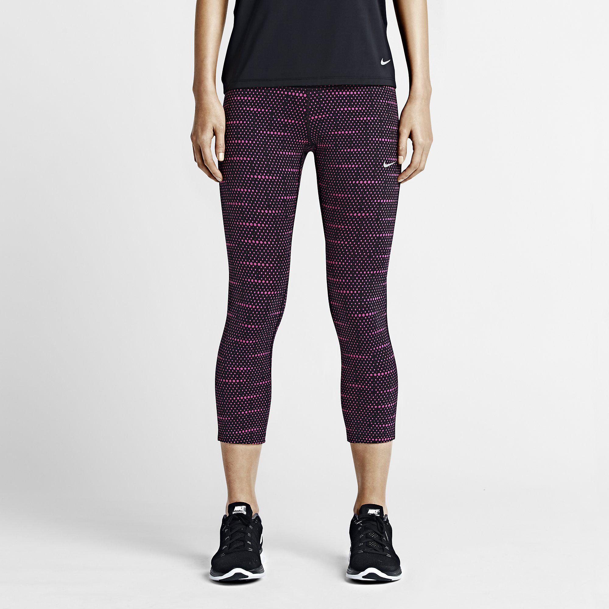 Nike Womens Dri-FIT Epic Run Tights - Black/Hot Pink - Tennisnuts.com