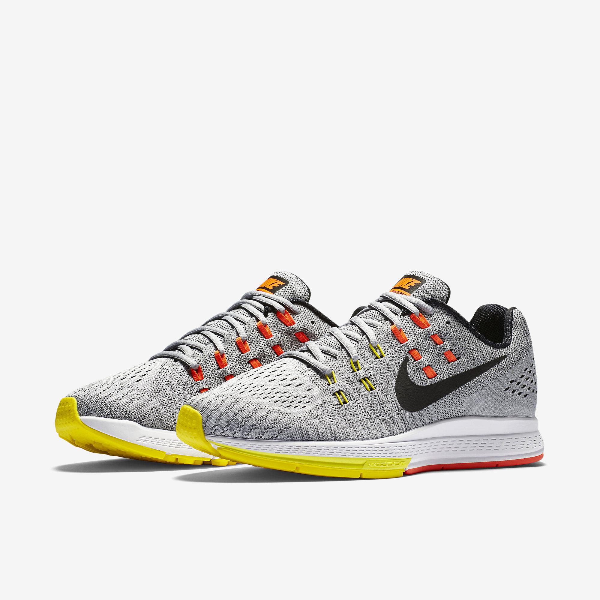 Nike Mens Air Zoom Structure 19 Running Shoes - Grey/Yellow ...