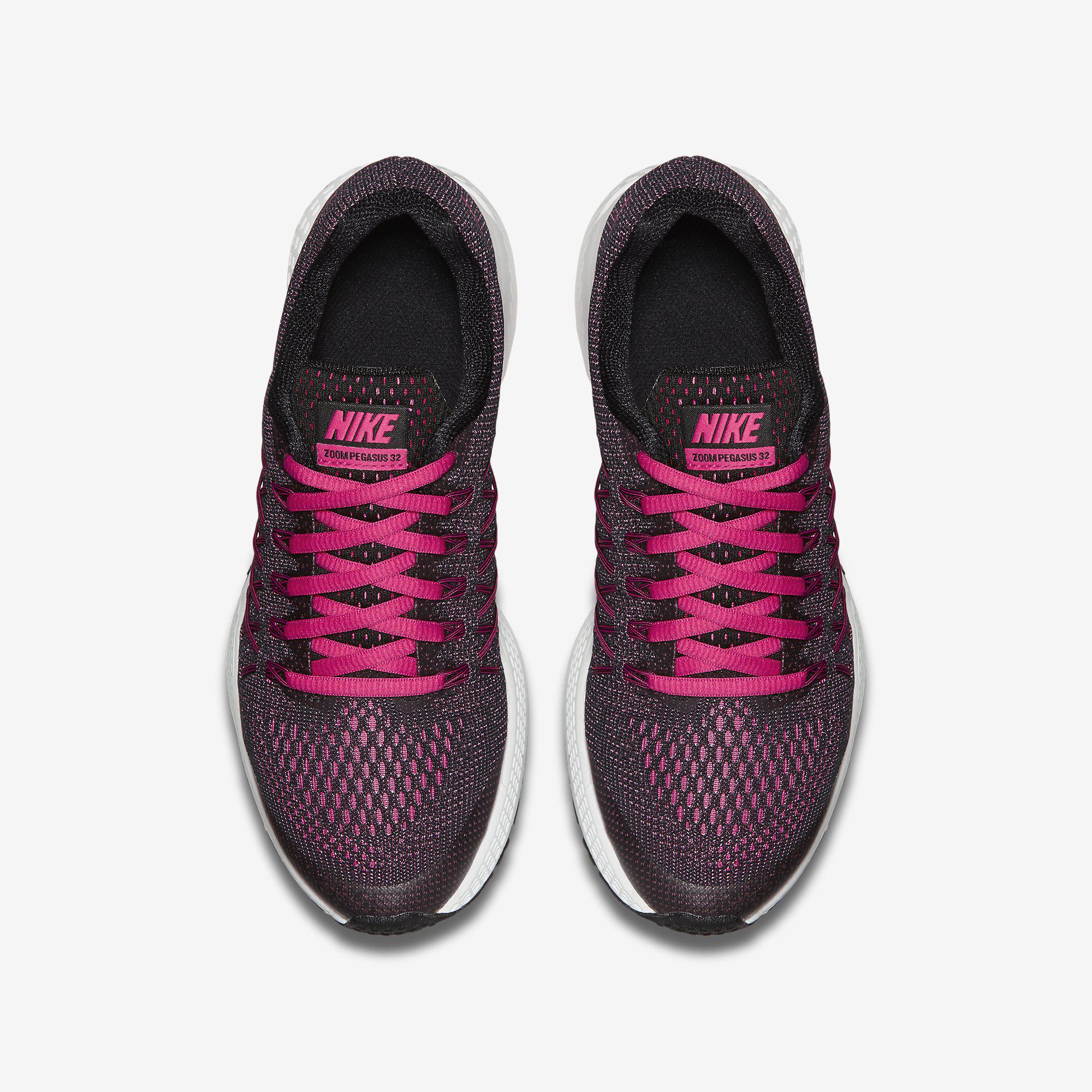 Nike Girls Air Zoom Pegasus 32 Running Shoes - Vivid Pink/Black/White ...