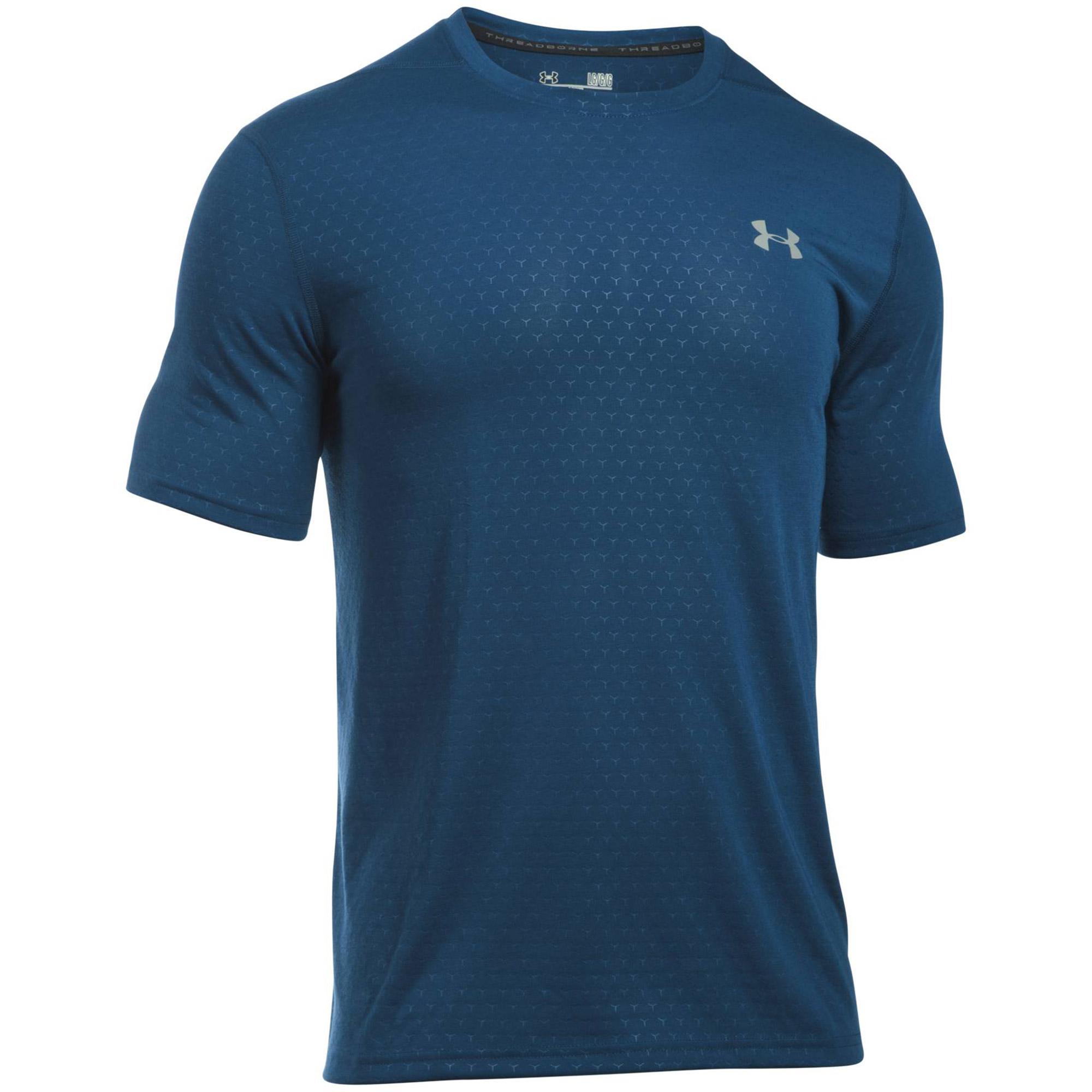 Under Armour Mens Threadborne Embossed Tee - Blackout Navy - Tennisnuts.com