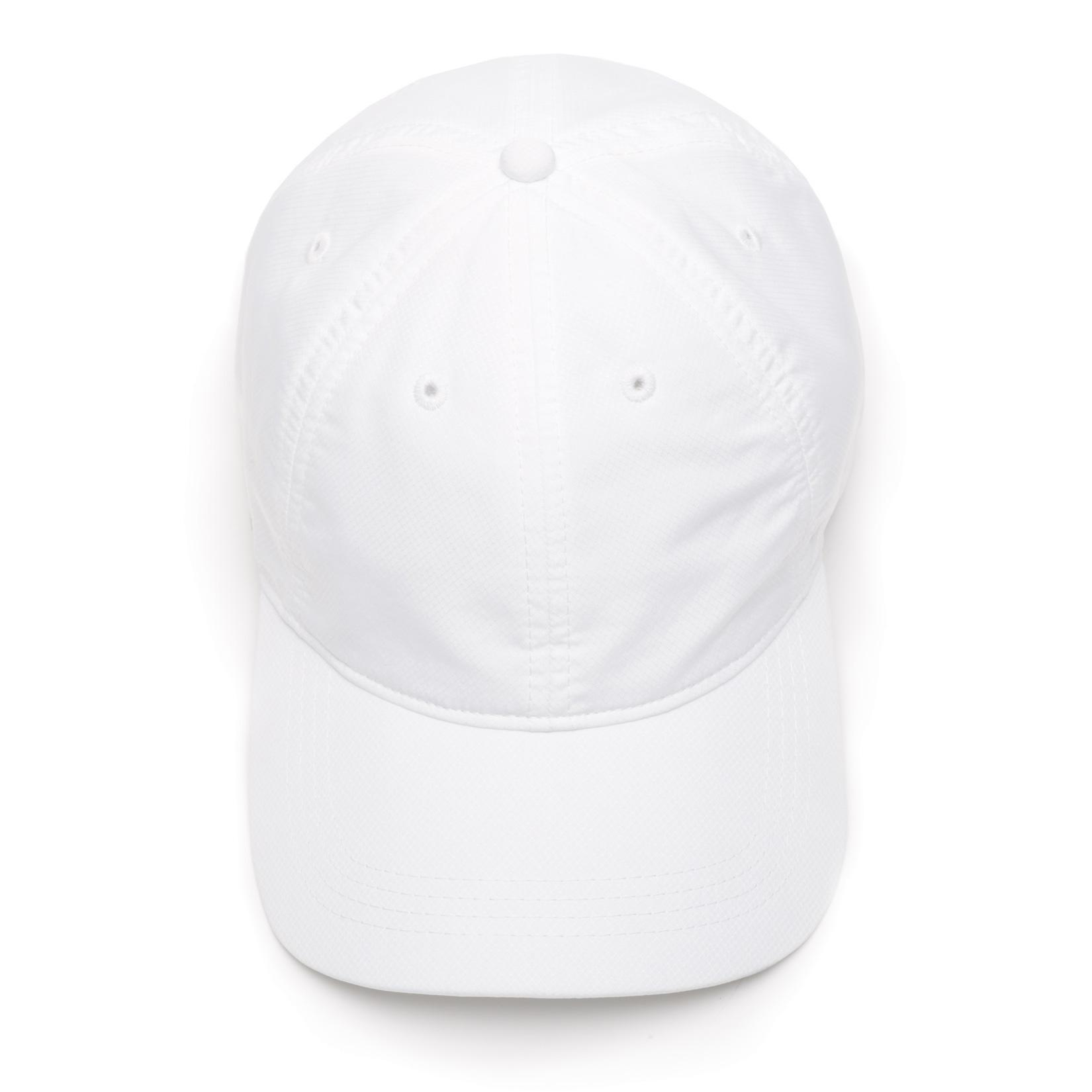 Lacoste Cap in Solid Diamond Weave Taffeta - White - Tennisnuts.com
