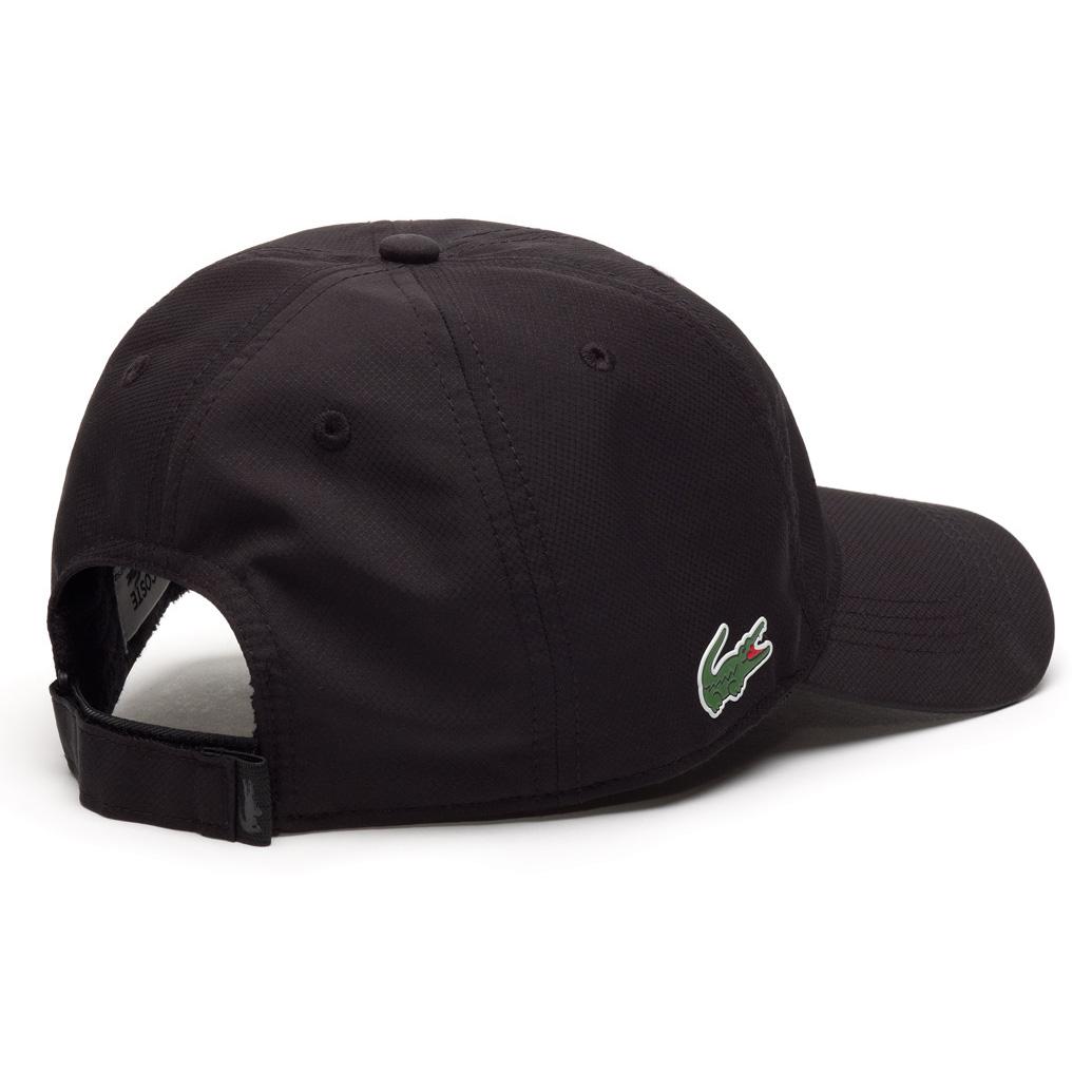 Lacoste Sport Cap in Solid Diamond Weave Taffeta - Black - Tennisnuts.com