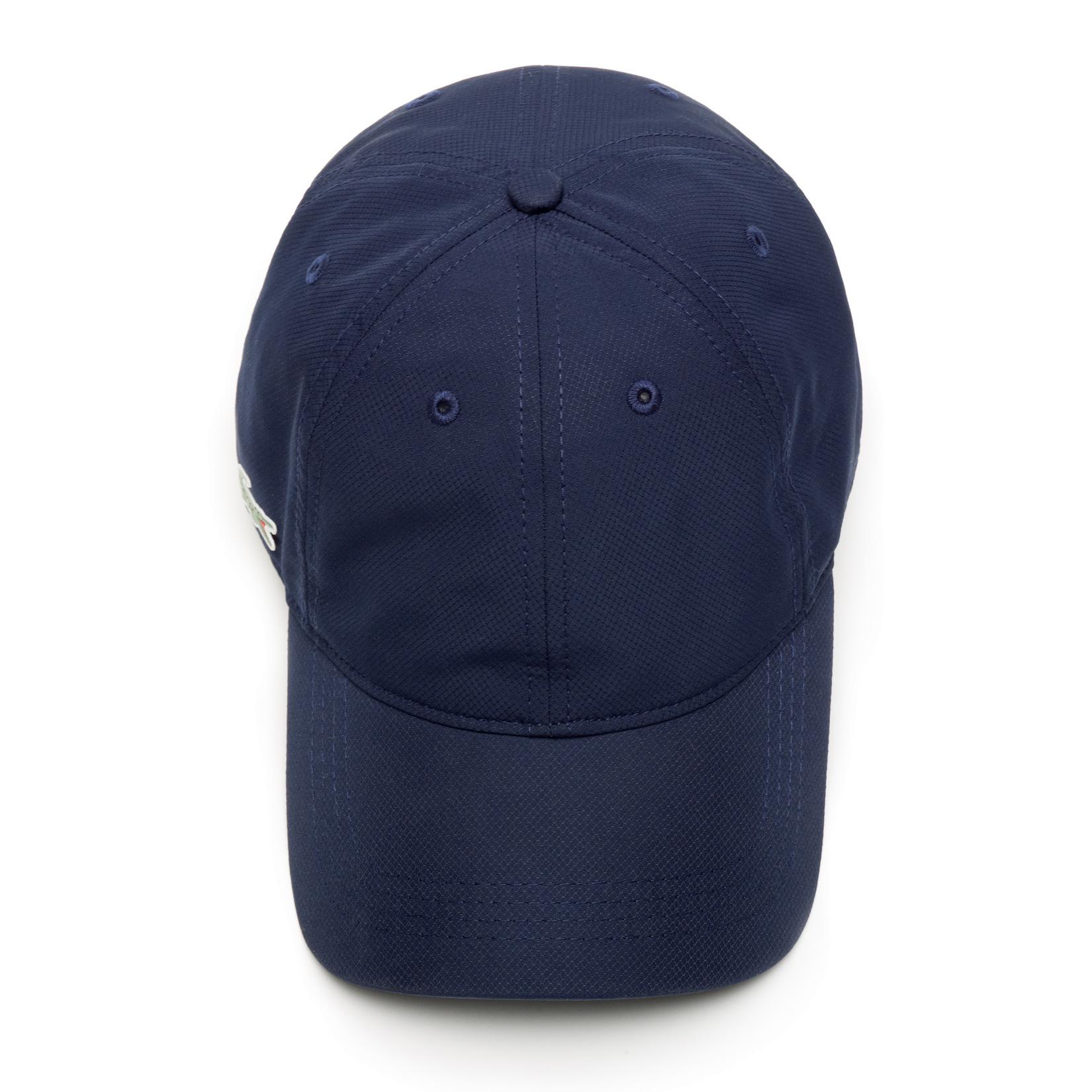 Lacoste Cap in Solid Diamond Weave Taffeta - Navy Blue - Tennisnuts.com