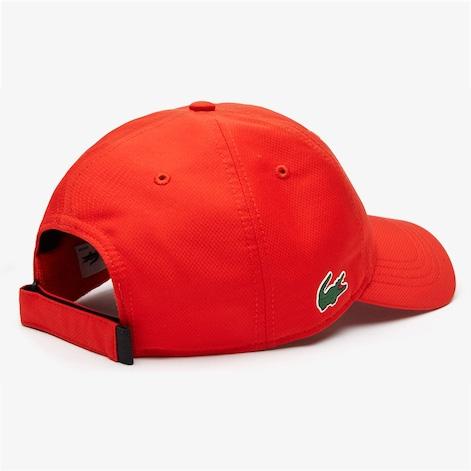 Lacoste Cap in Solid Diamond Weave Taffeta - Red - Tennisnuts.com