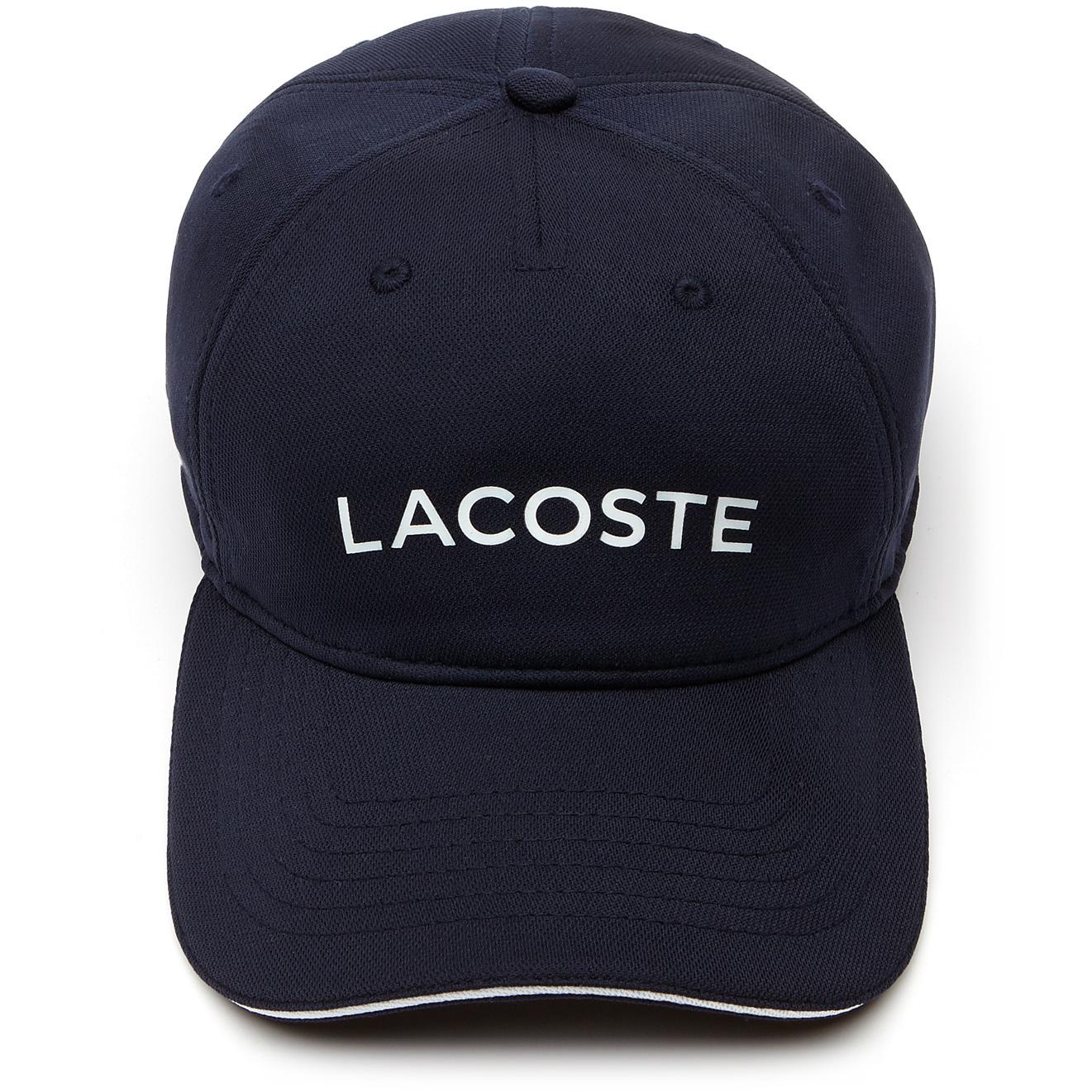 Lacoste Sport Wording Tech Pique Cap - Navy Blue/White - Tennisnuts.com