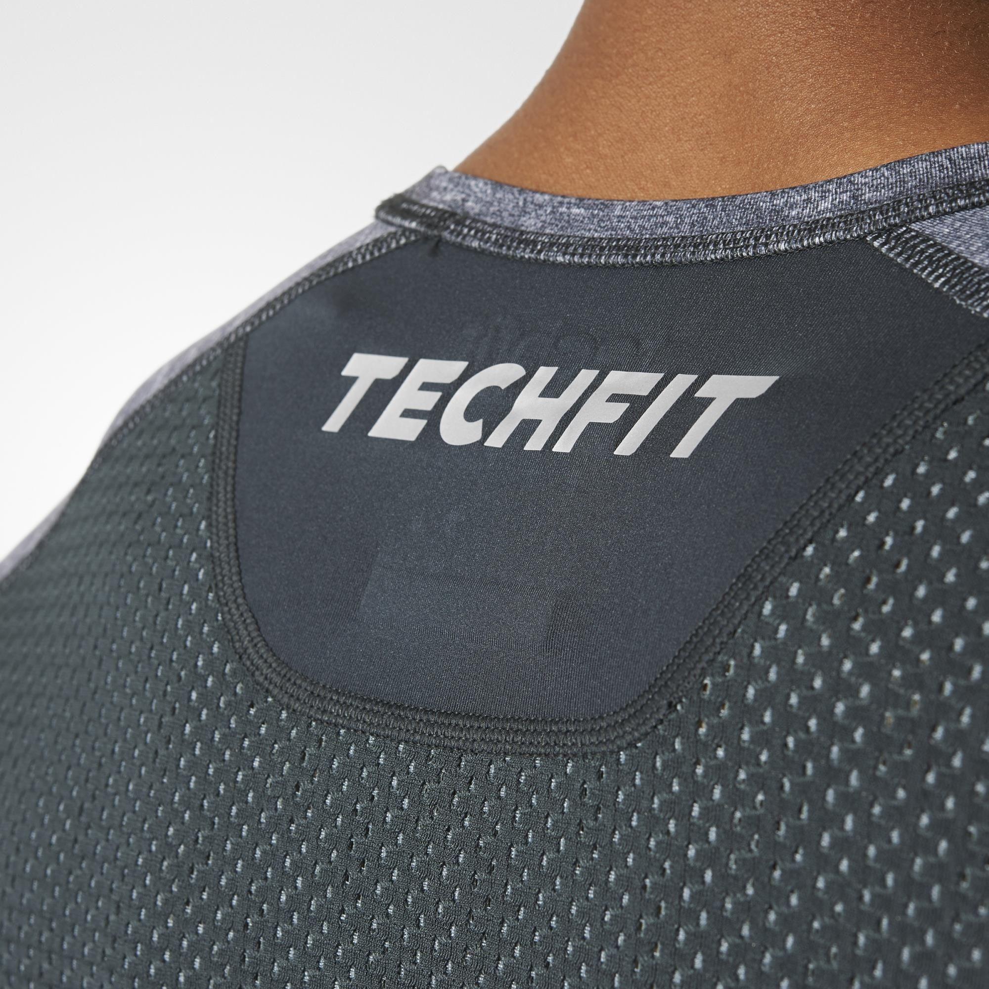 Adidas Mens Techfit Cool Short Sleeve Top - Dark Grey/Black ...