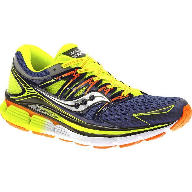 Saucony Mens Triumph ISO Running Shoes - Blue/Citron - Tennisnuts.com