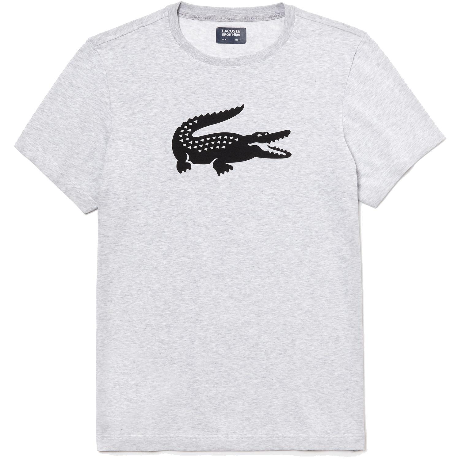 Lacoste Mens Crocodile Technical Jersey T Shirt Grey Chine