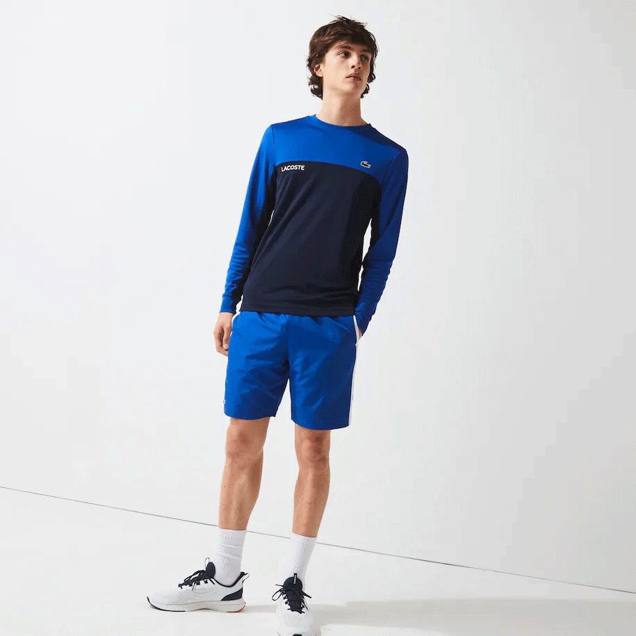 Lacoste Mens Breathable Tennis Long Sleeve Top - Blue/Navy Blue ...