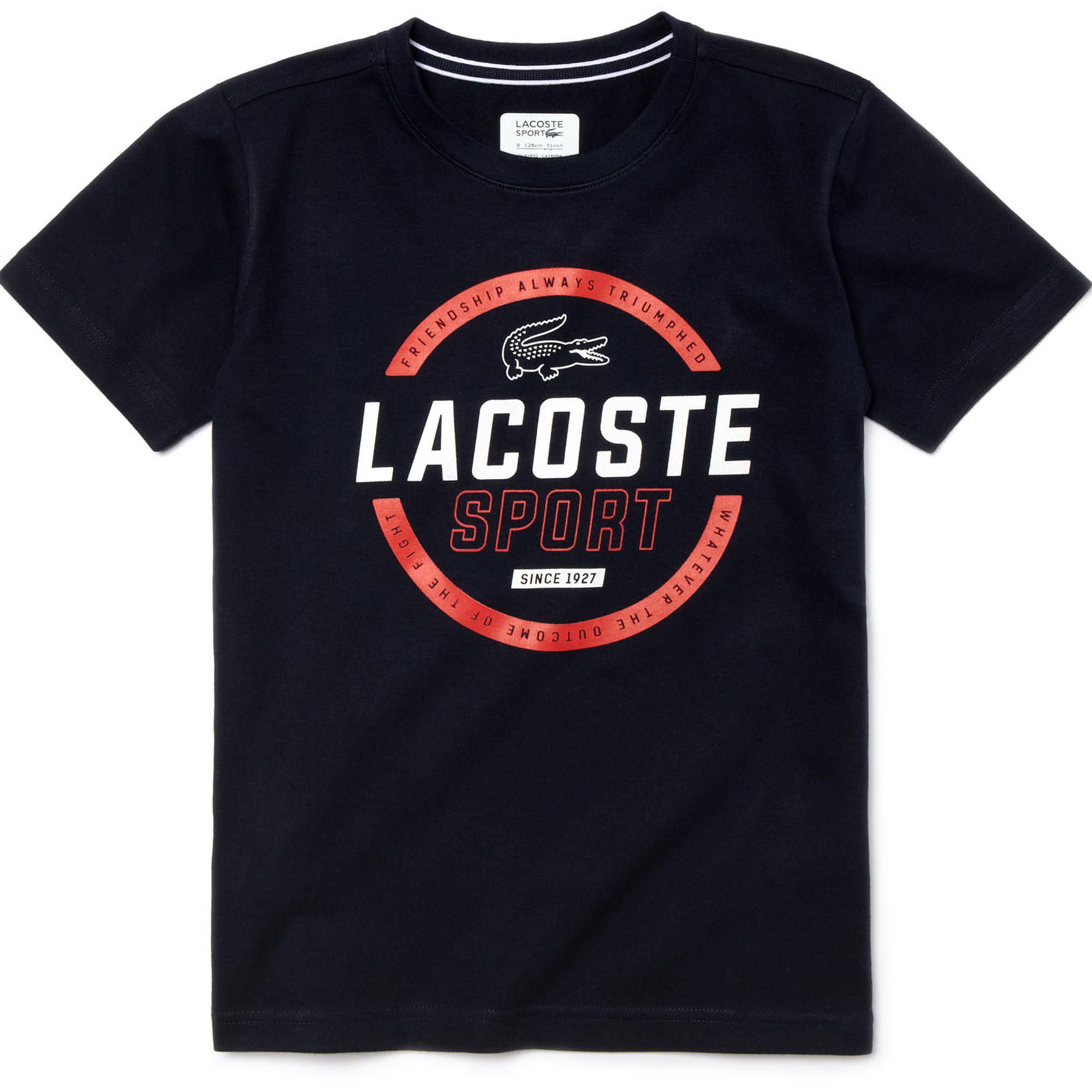 Lacoste Boys Technical Jersey Tee - Navy - Tennisnuts.com