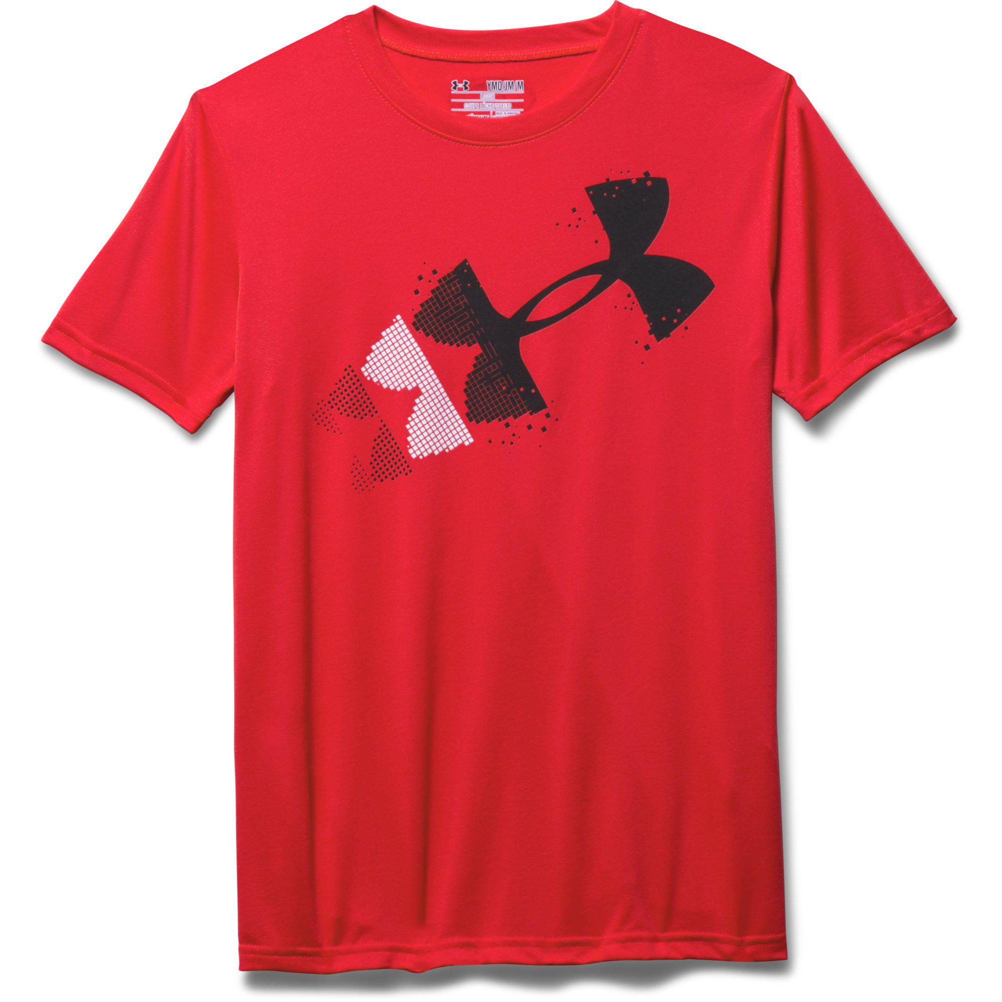 Under Armour Boys Rising Pixelated Logo Short Sleeve Top - Red ...