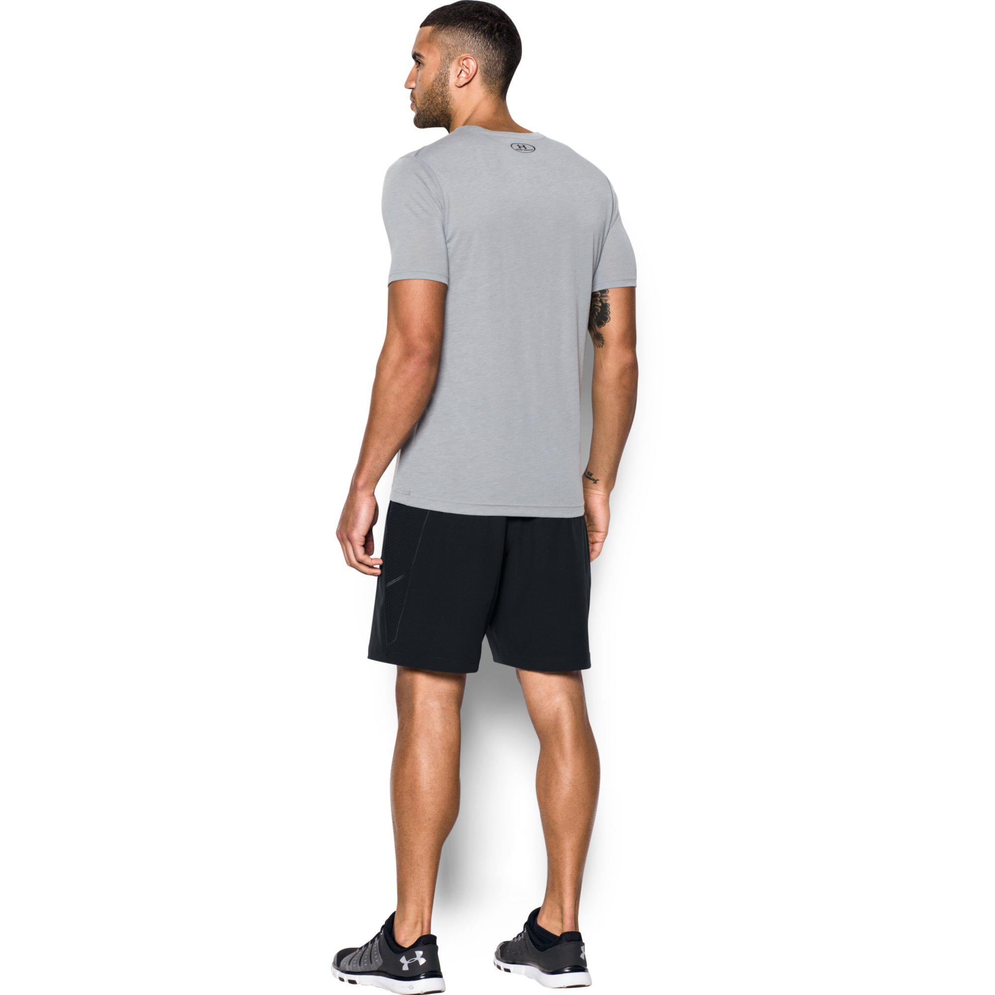 Under Armour Mens Fitted Threadborne Tee - Light Grey - Tennisnuts.com