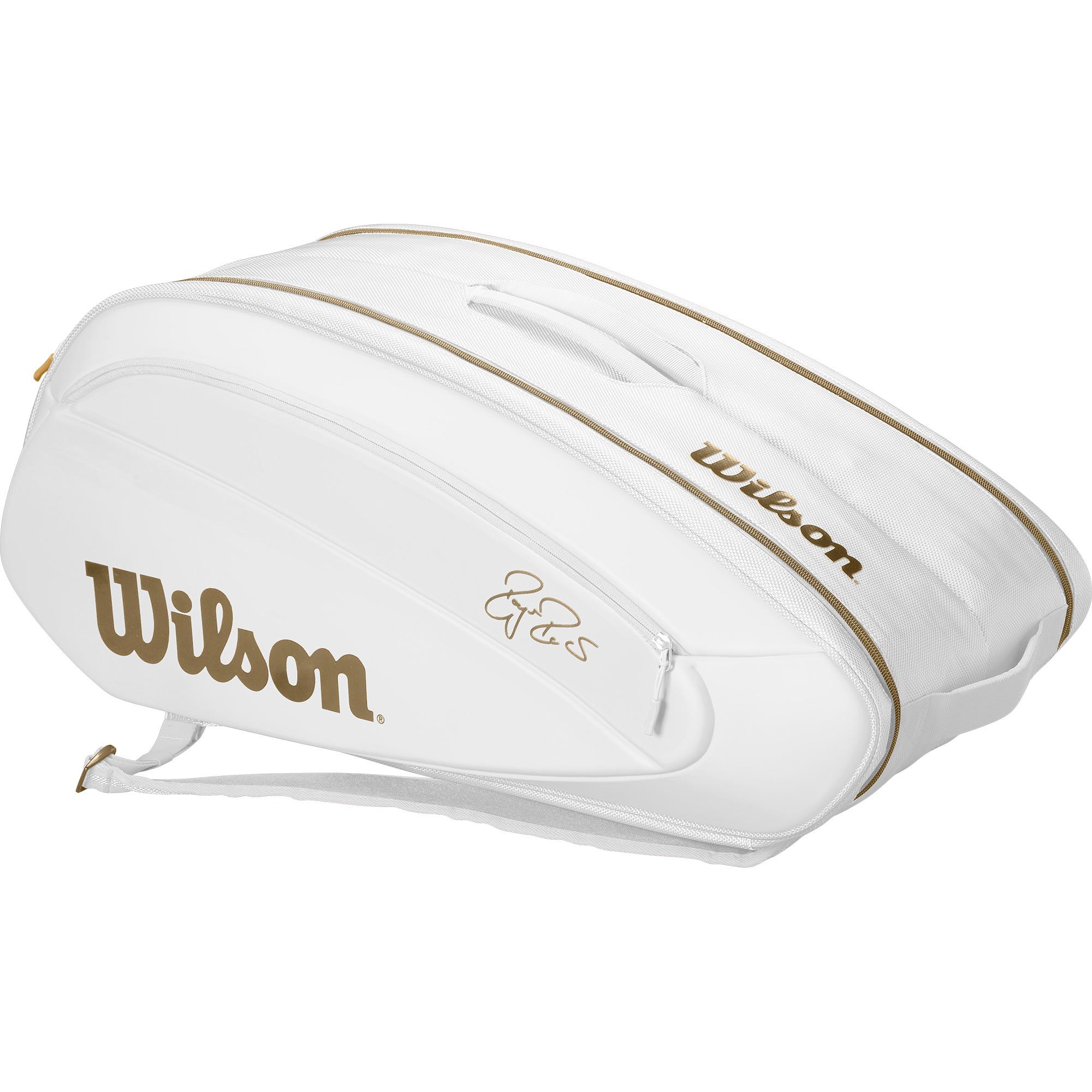 Wilson Federer DNA Limited Edition 12 Racket Bag - White/Gold ...