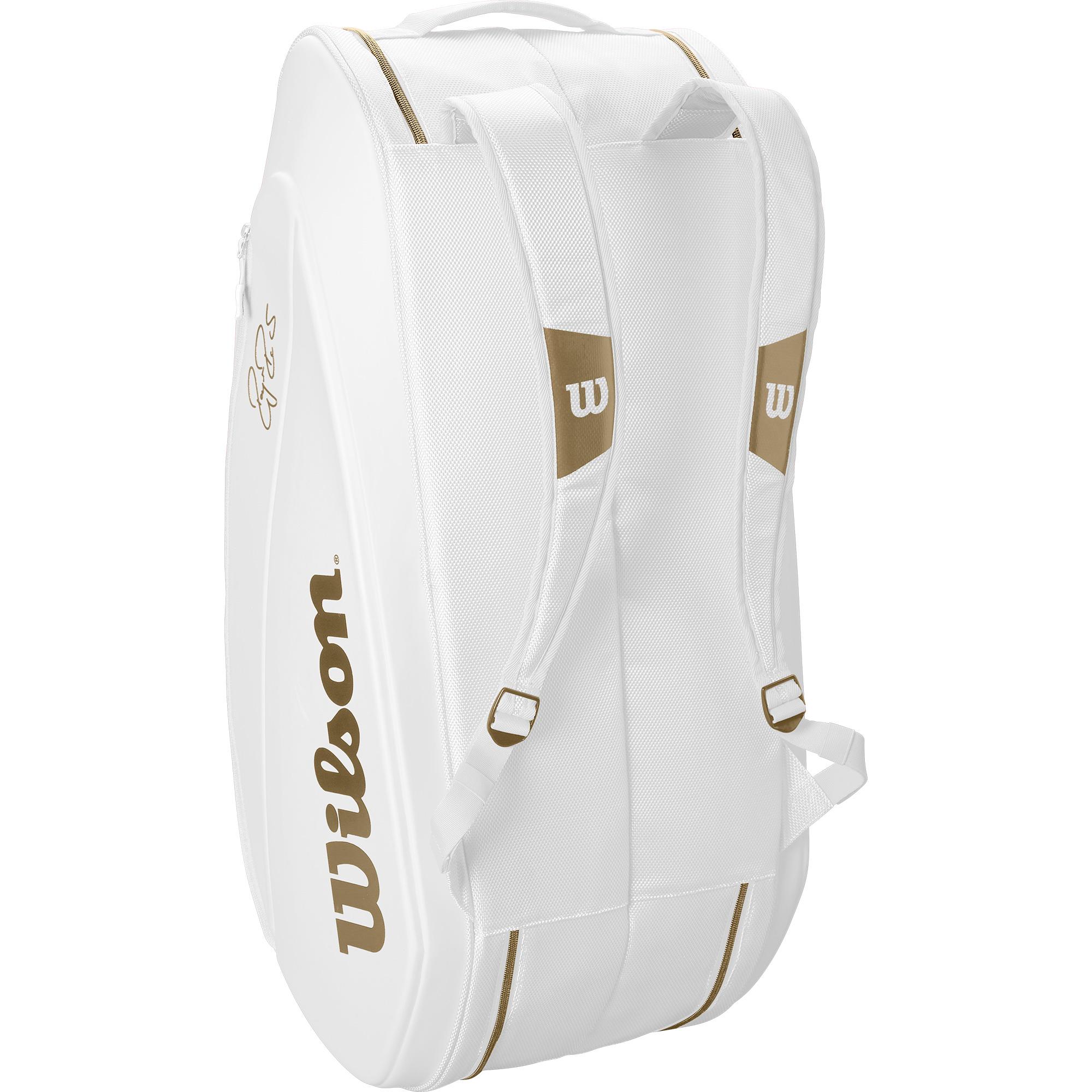 Wilson Federer DNA Limited Edition 12 Racket Bag - White/Gold ...