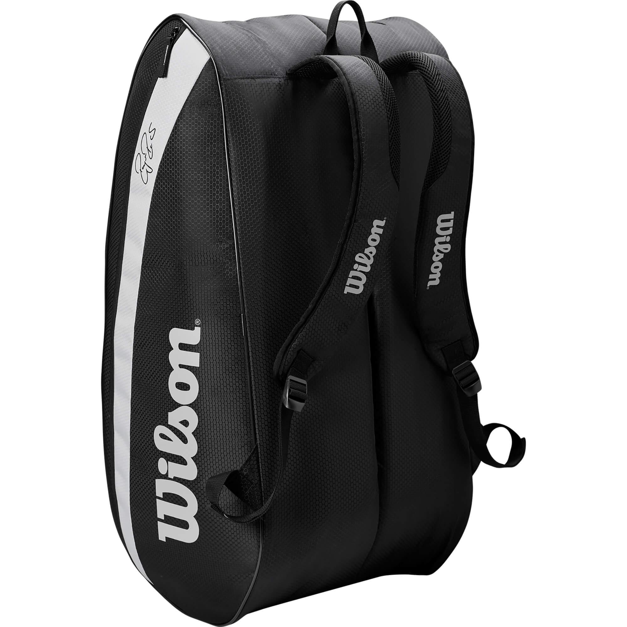 Wilson Federer Team 12 Racket Bag - Black/White - Tennisnuts.com
