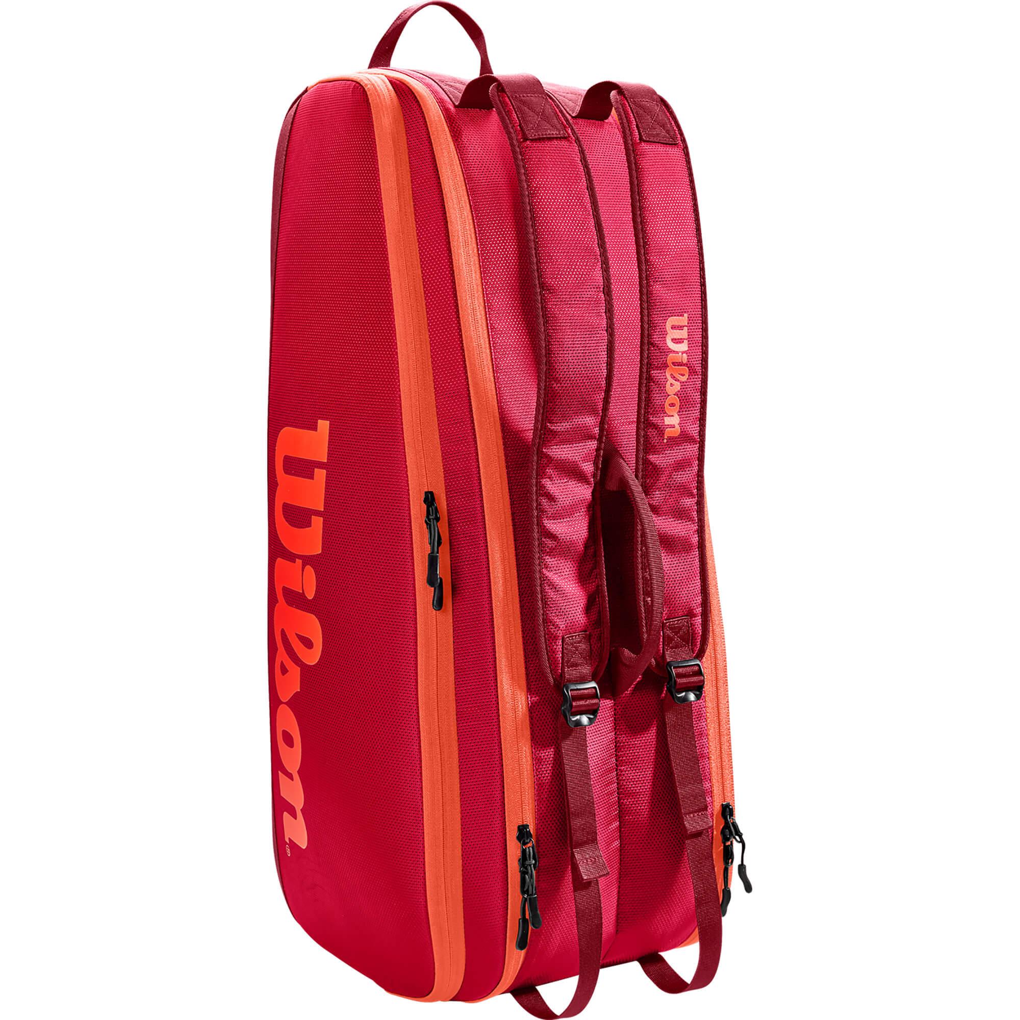 Wilson Tour 6 Racket Bag - Maroon/Orange - Tennisnuts.com
