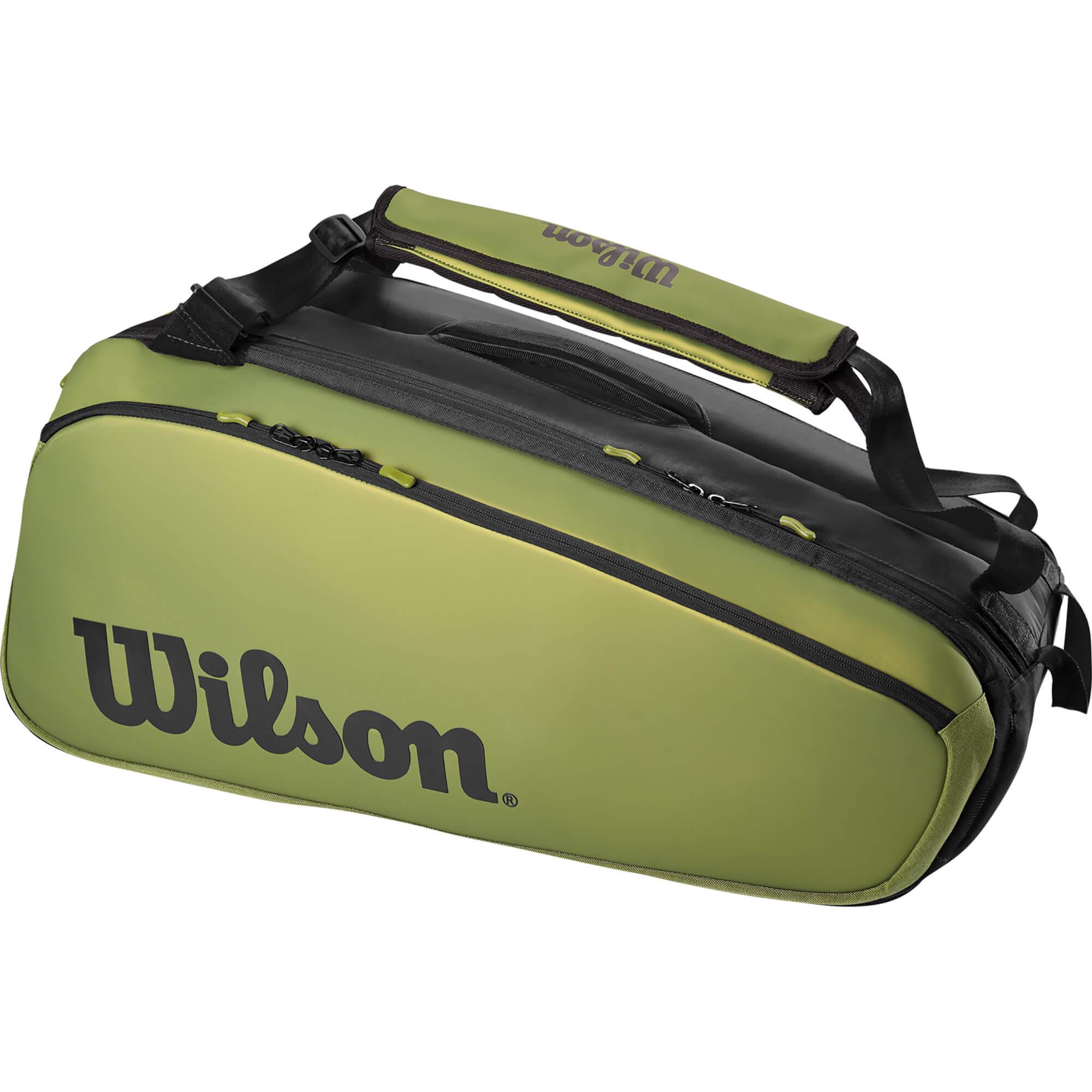 Wilson Super Tour Blade 9 Racket Bag - Black/Green - Tennisnuts.com