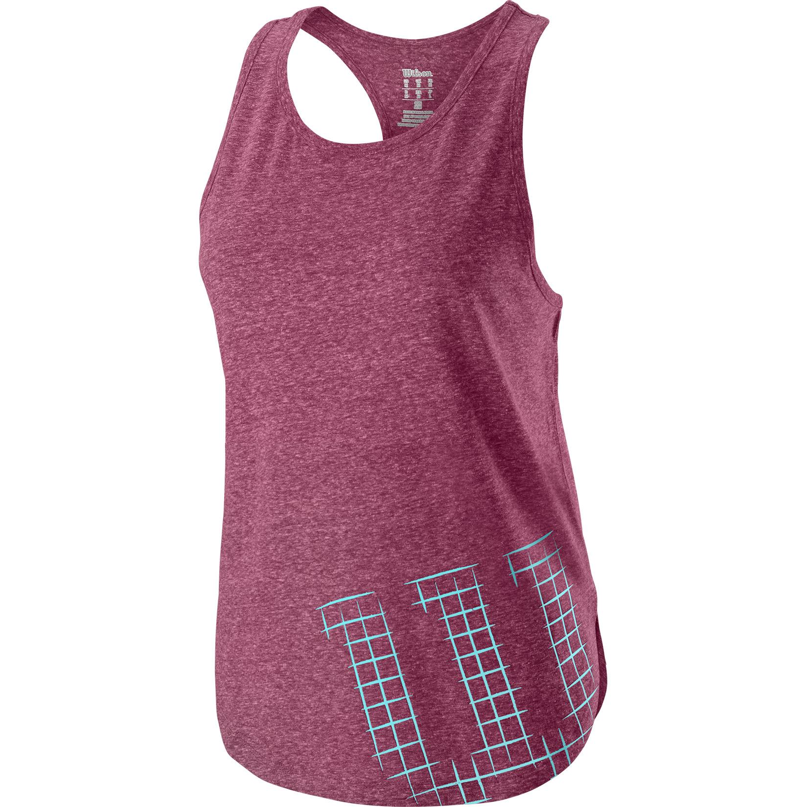 Wilson Womens Stencil Tech Tank Top - Plum/Island Paradise - Tennisnuts.com