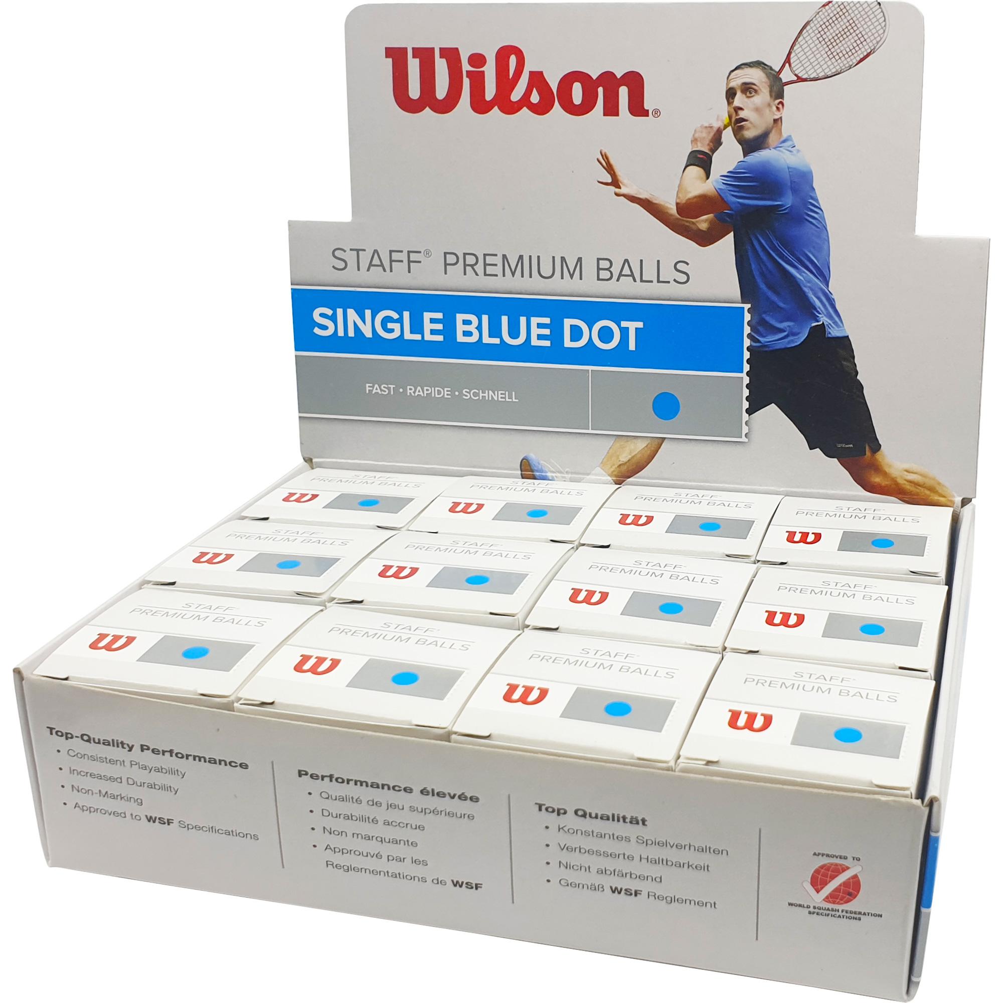 Wilson Staff Single Blue Dot Squash Balls - Box of 12 - Tennisnuts.com