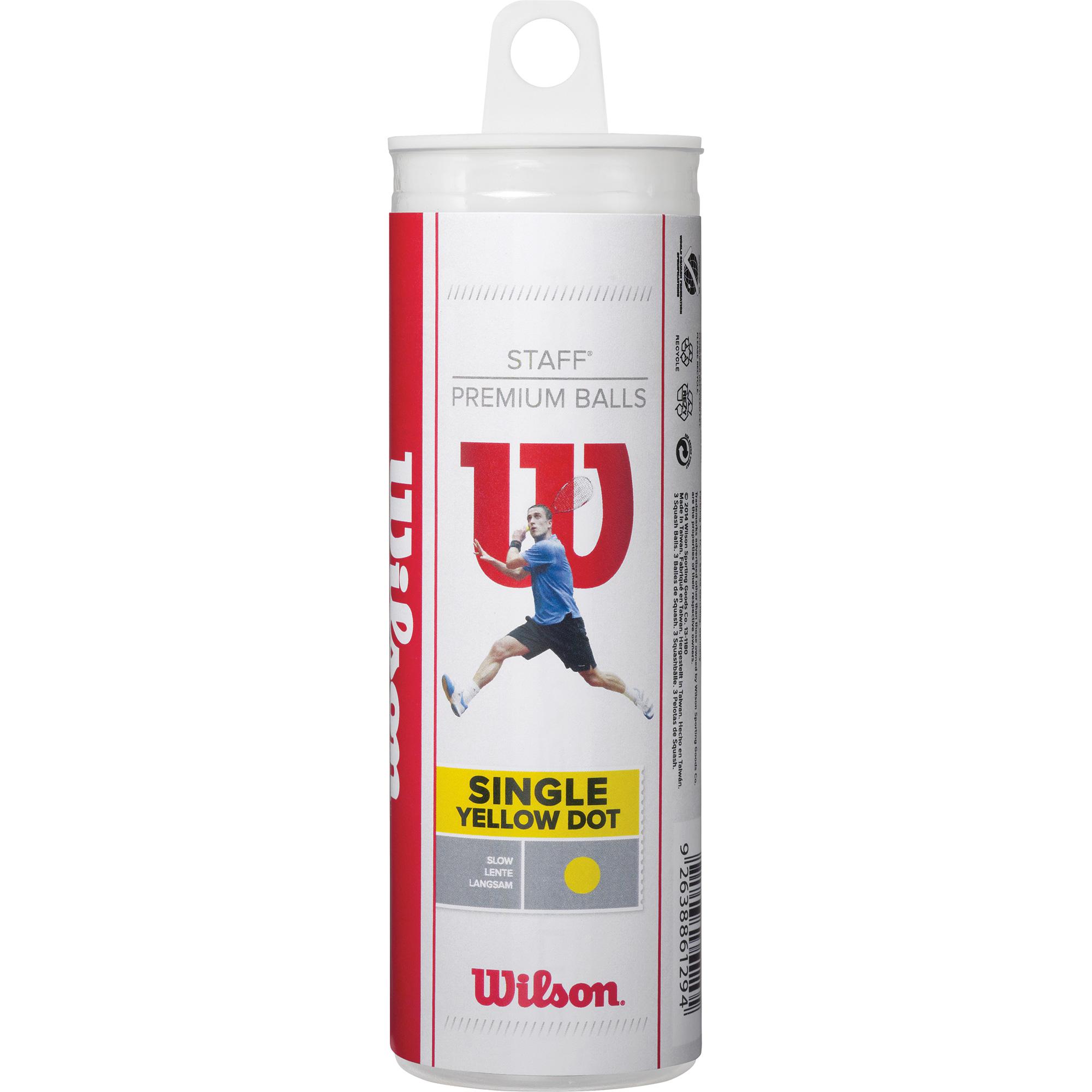 Wilson Staff Single Yellow Dot Squash Balls - Tube of 3 - Tennisnuts.com