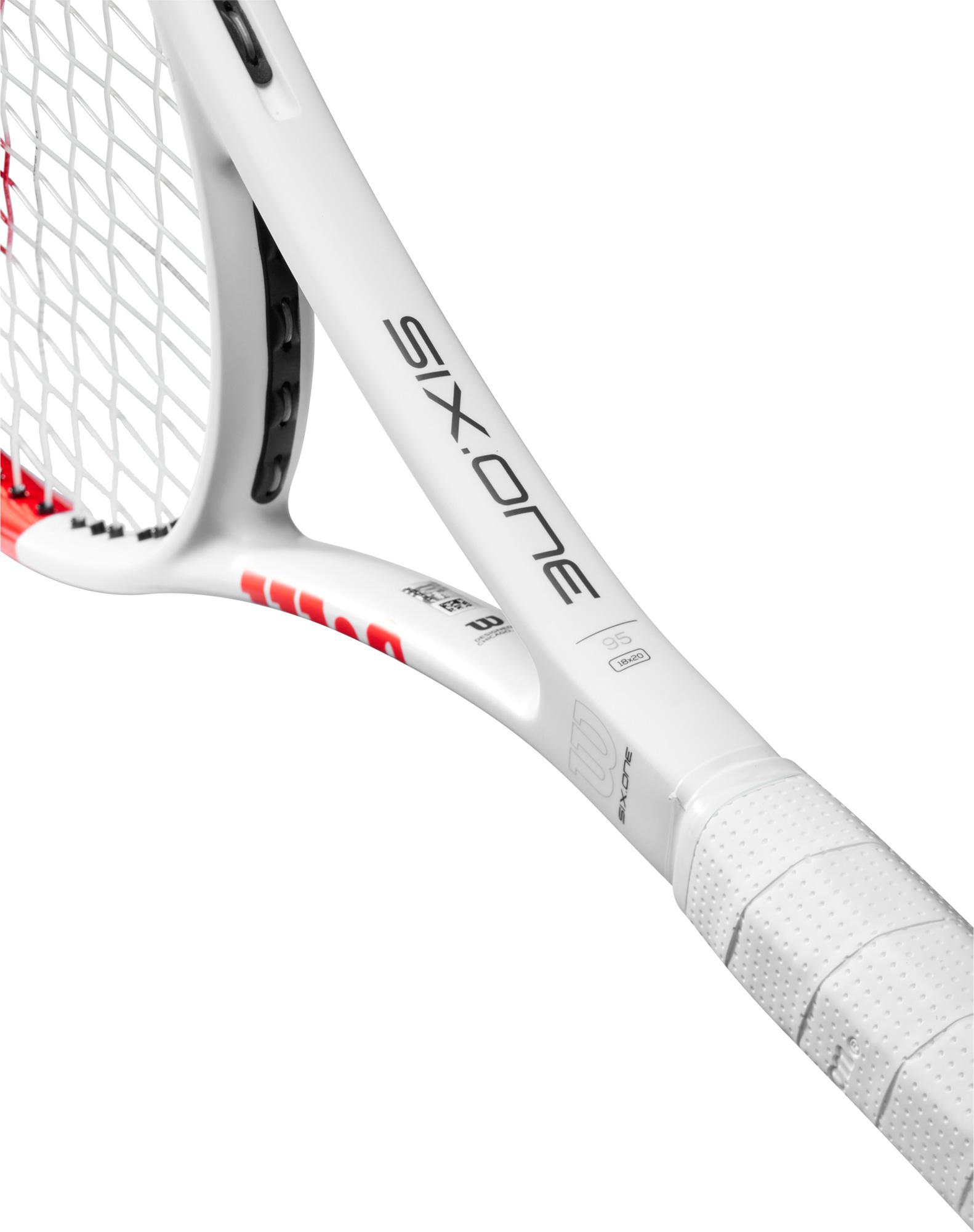 Wilson Six.One 95 Tennis Racket - White/Red - Tennisnuts.com