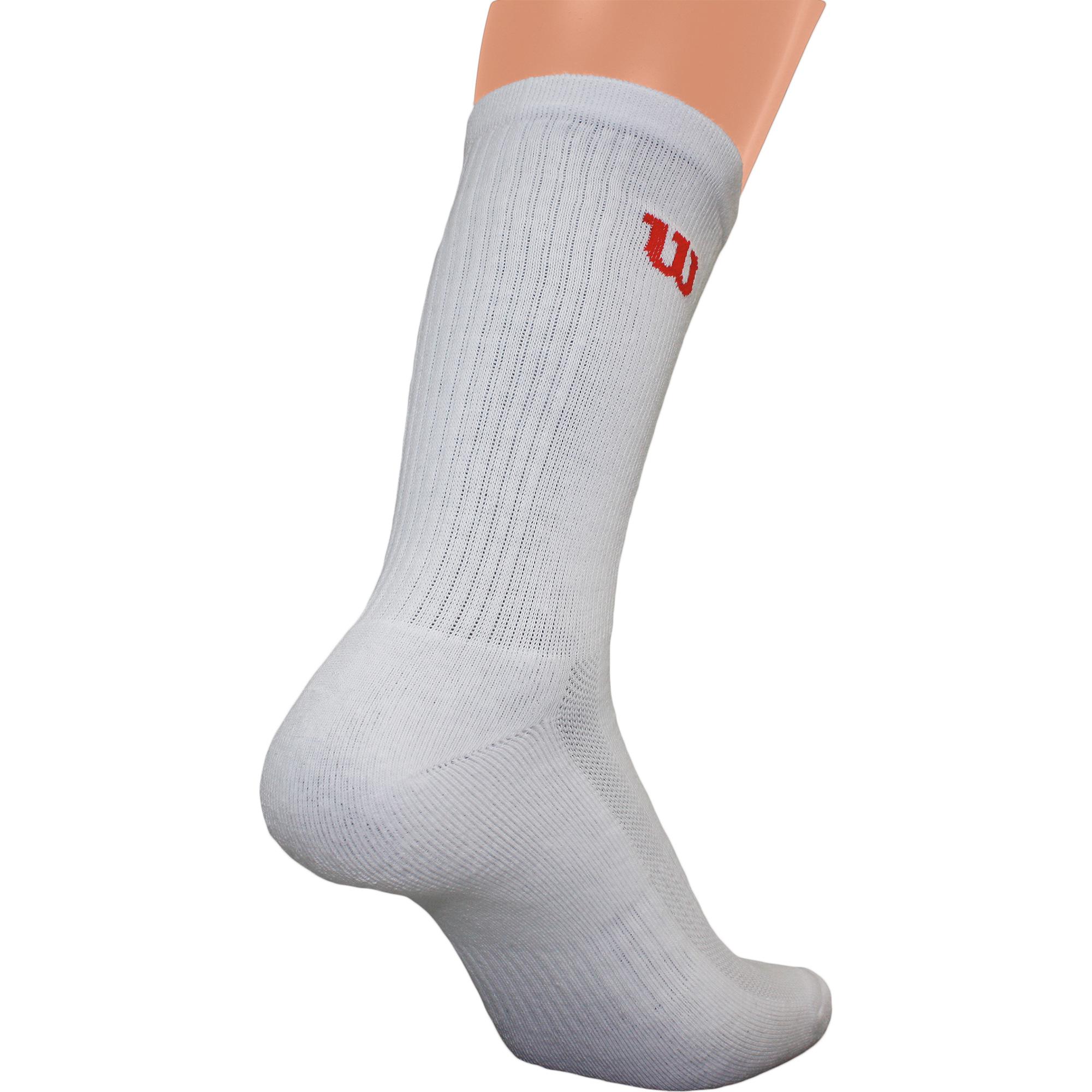 Wilson Mens Tennis Premium Crew Socks - White (3 Pairs) (Size 6-11 ...