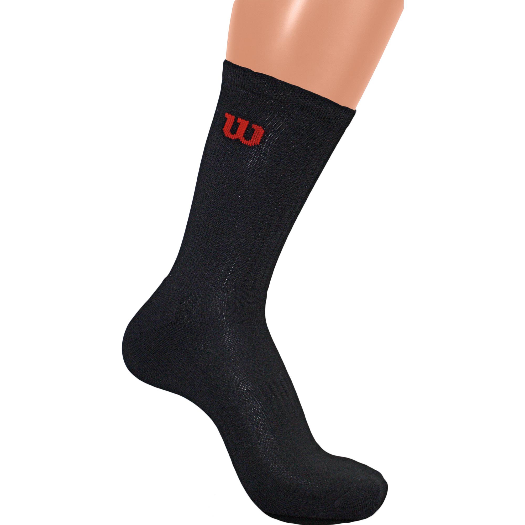 Wilson Mens Tennis Premium Crew Socks - Black (3 Pairs) (Size 6-11 ...