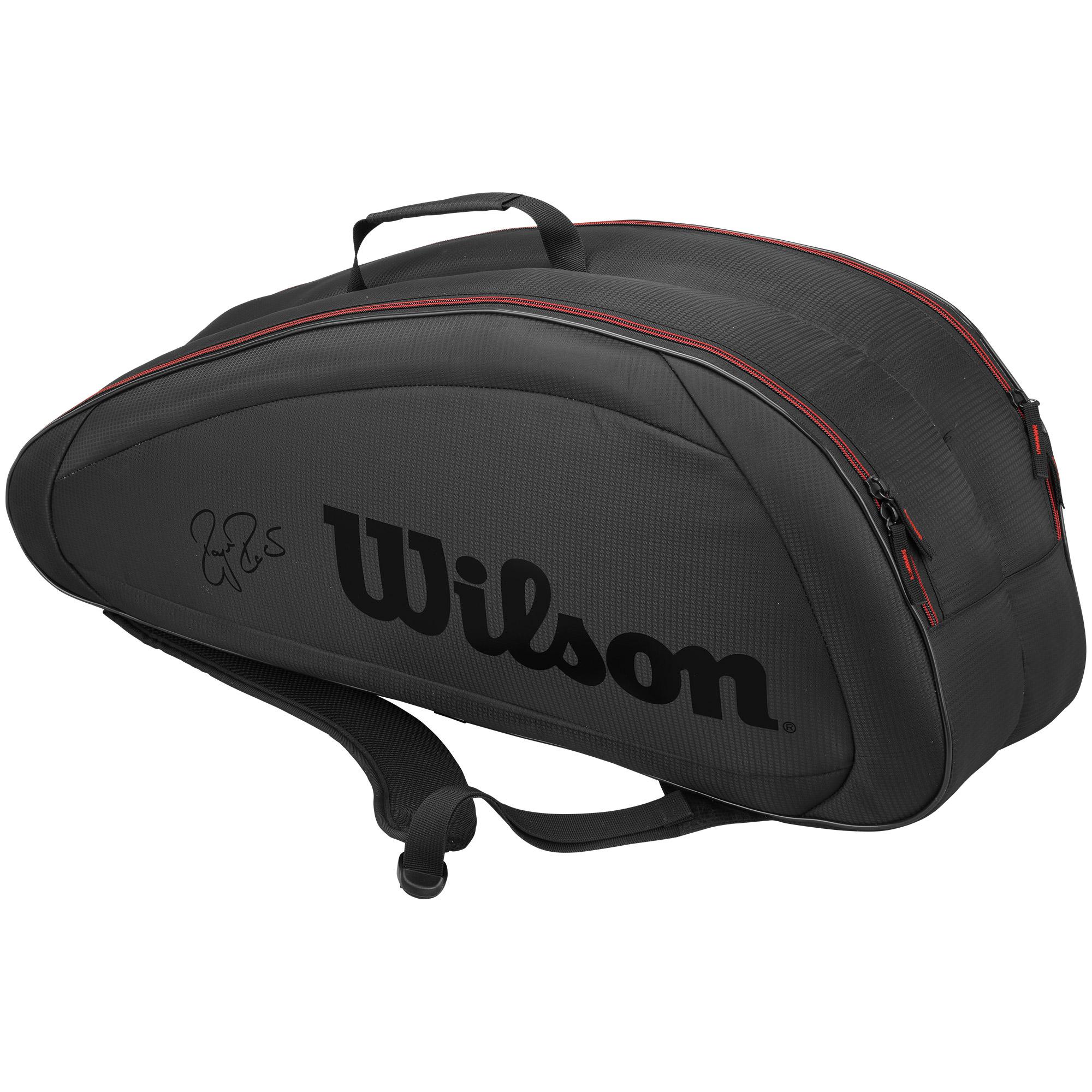 Wilson Federer Team 6 Racket Bag - Black/Red - Tennisnuts.com