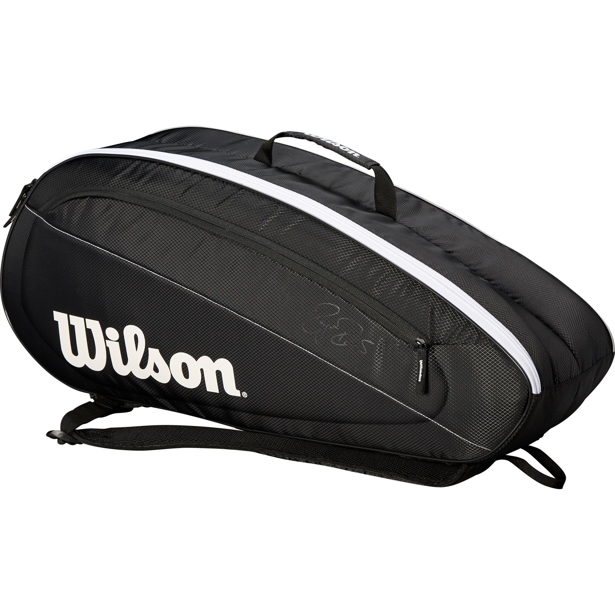 Wilson Federer Team 6 Racket Bag - Black/White - Tennisnuts.com