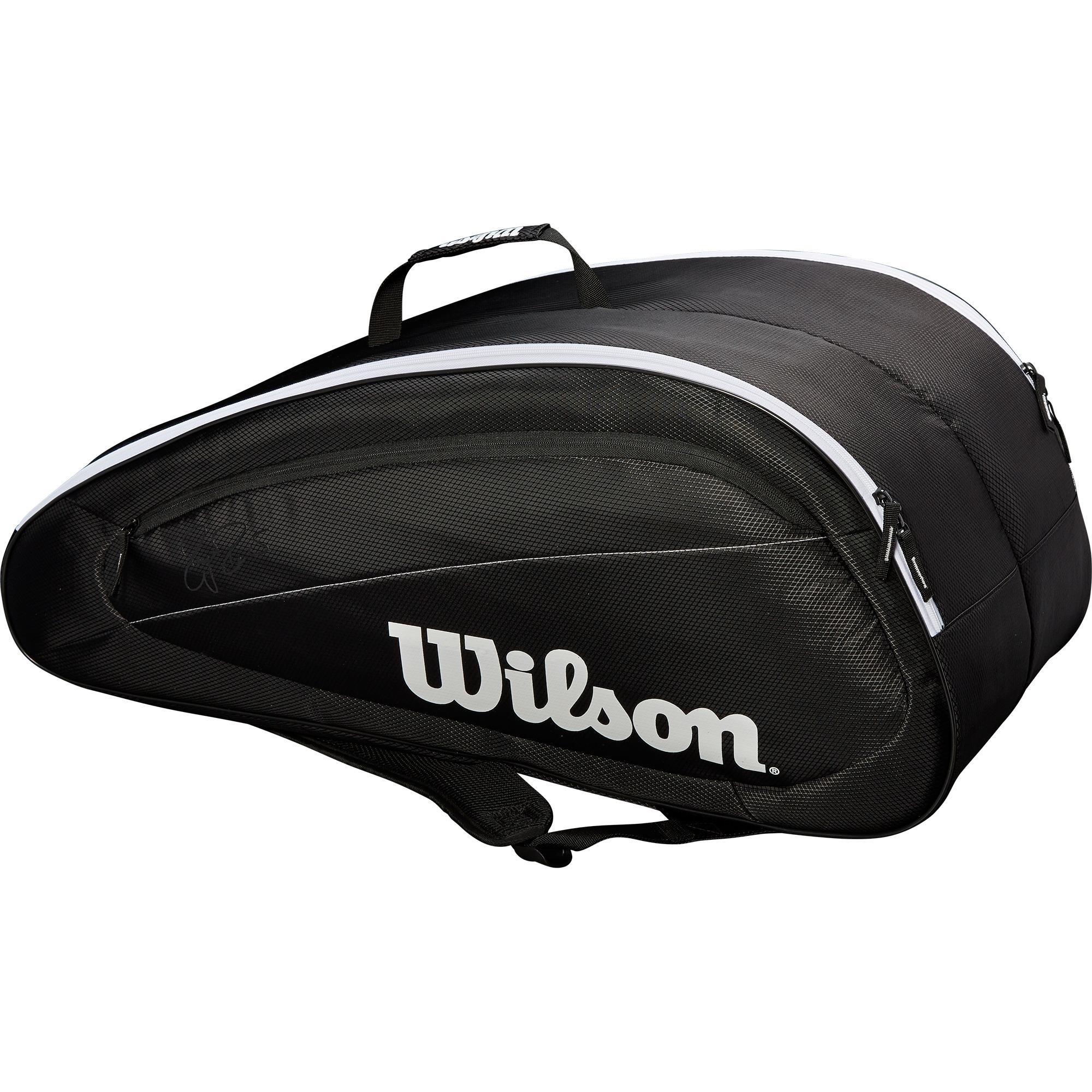 Wilson Federer Team 12 Racket Bag - Black/White - Tennisnuts.com