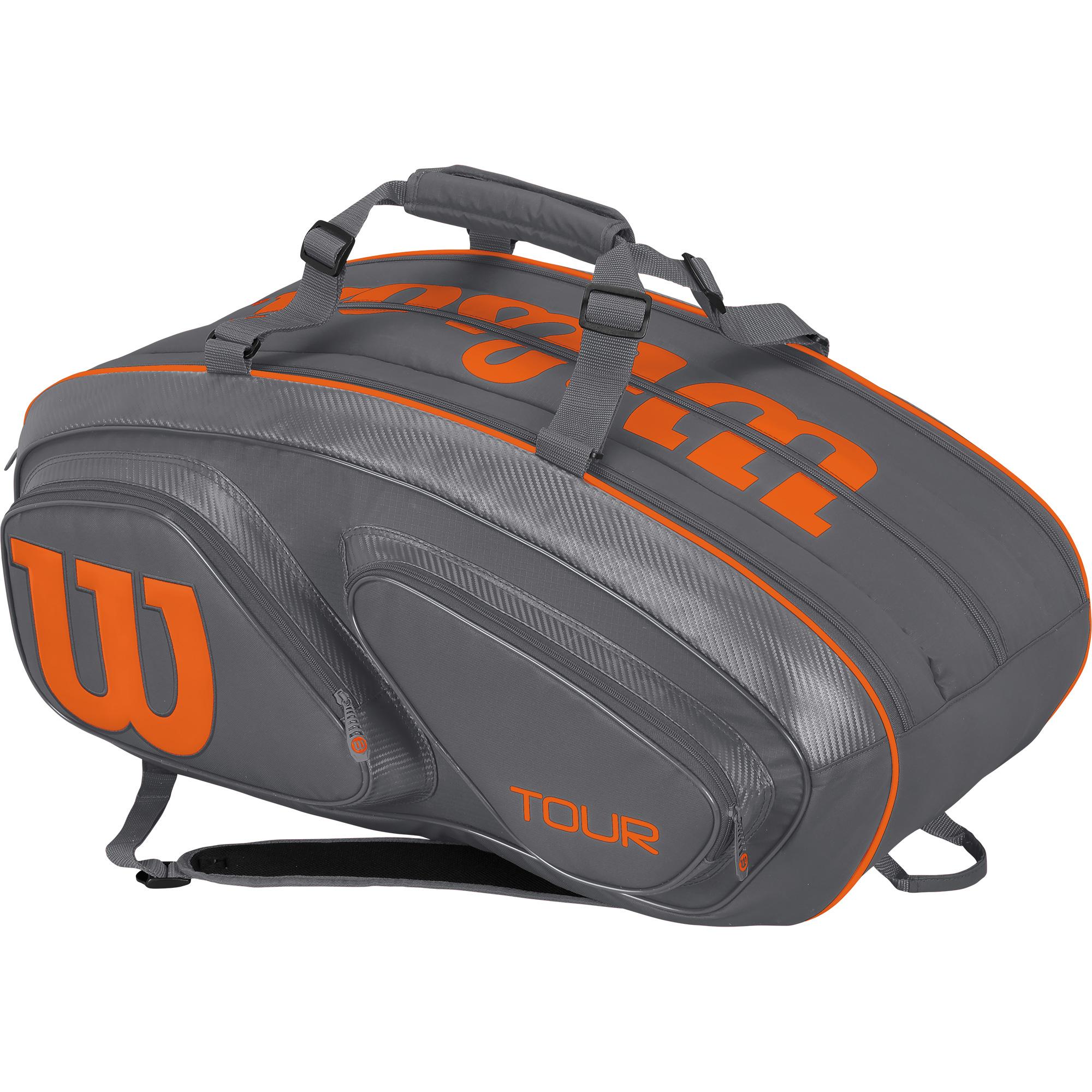 Wilson Tour V 15 Pack Bag - Grey/Orange - Tennisnuts.com