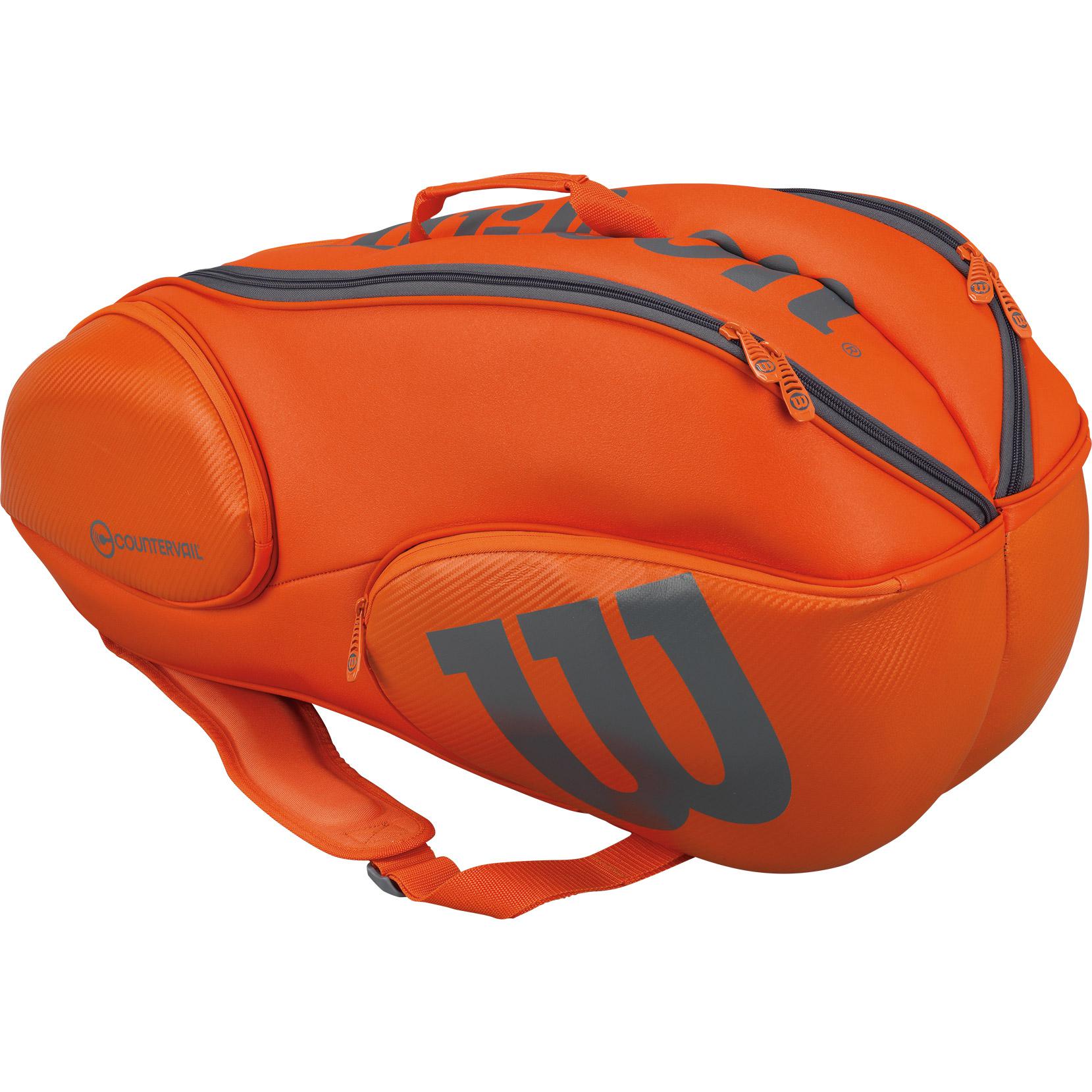 Wilson Burn 9 Racket Bag - Orange/Grey - Tennisnuts.com