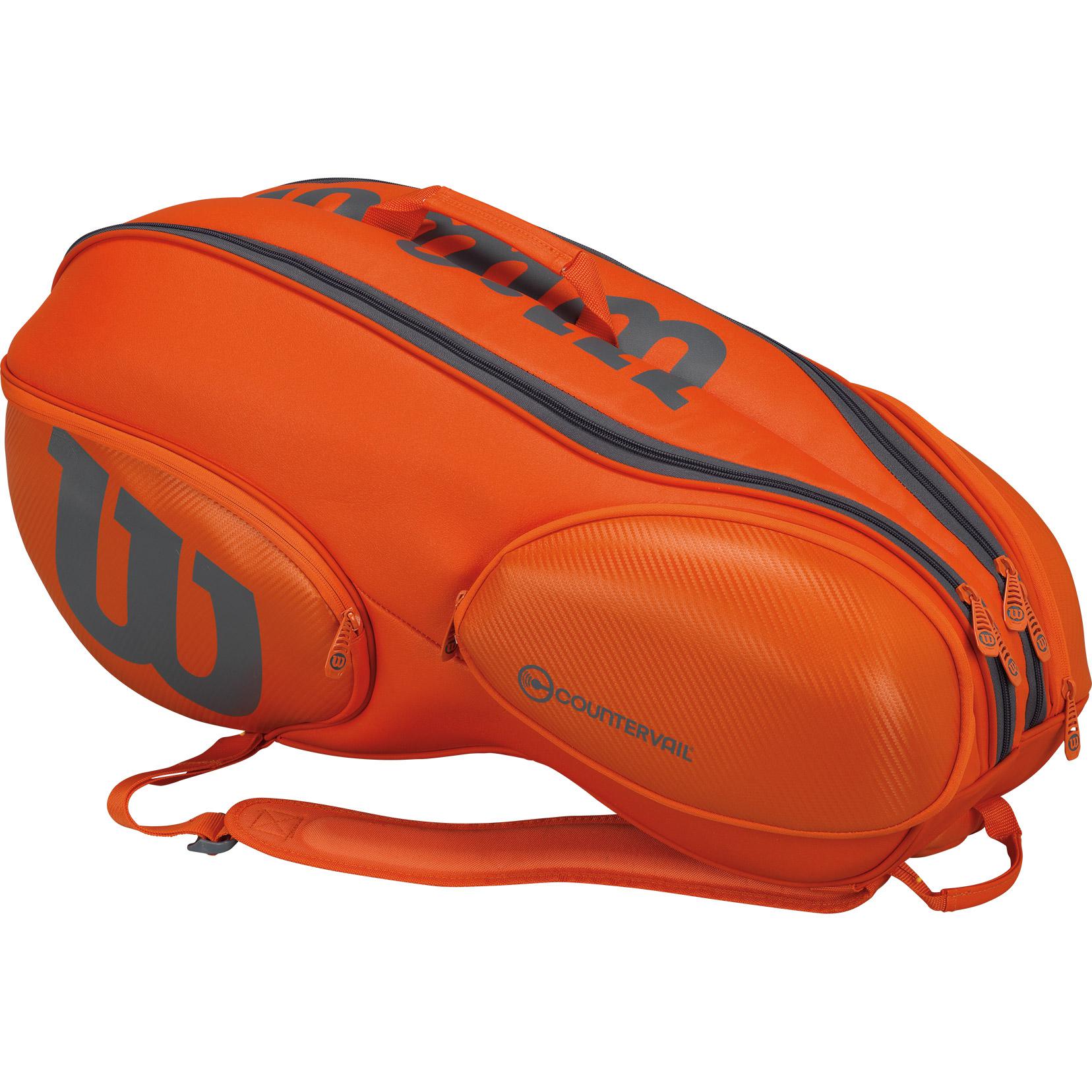 Wilson Burn 9 Racket Bag - Orange/Grey - Tennisnuts.com