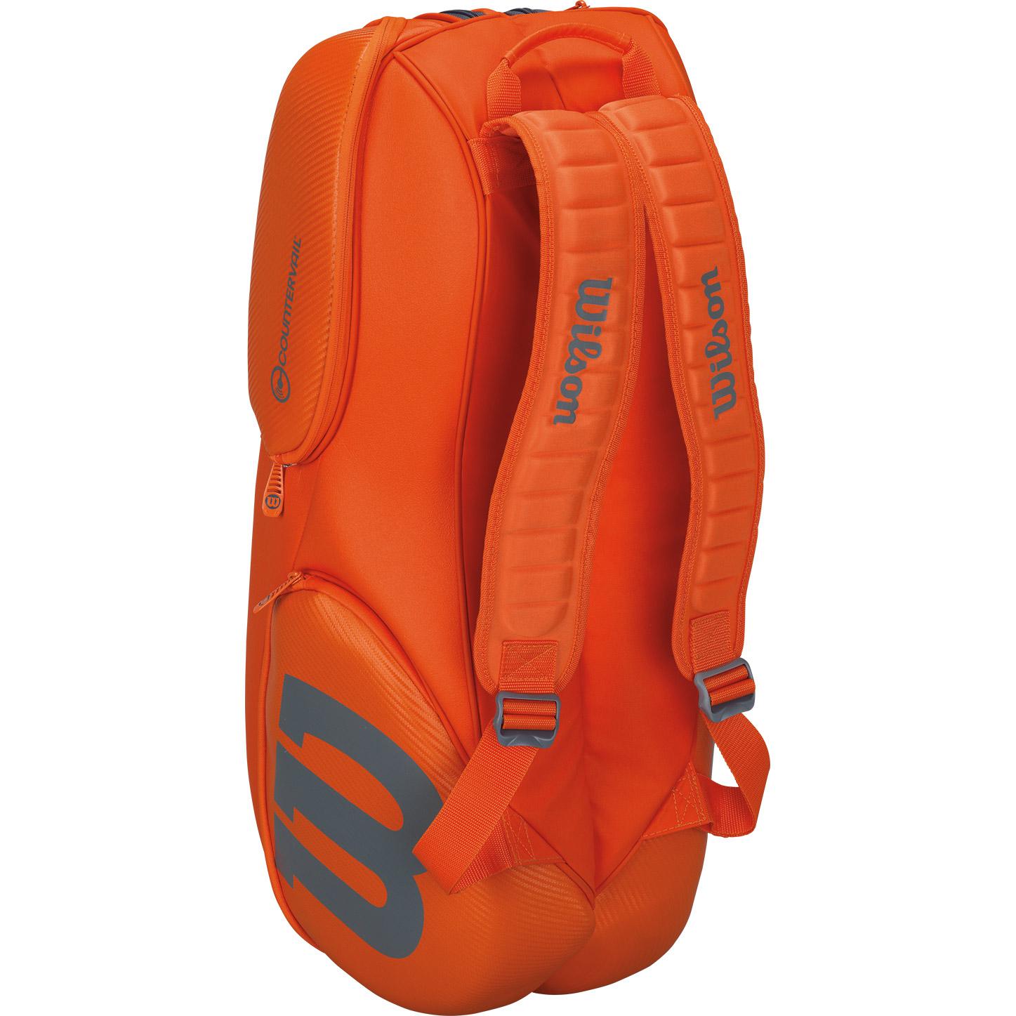 Wilson Burn 9 Racket Bag - Orange/Grey - Tennisnuts.com