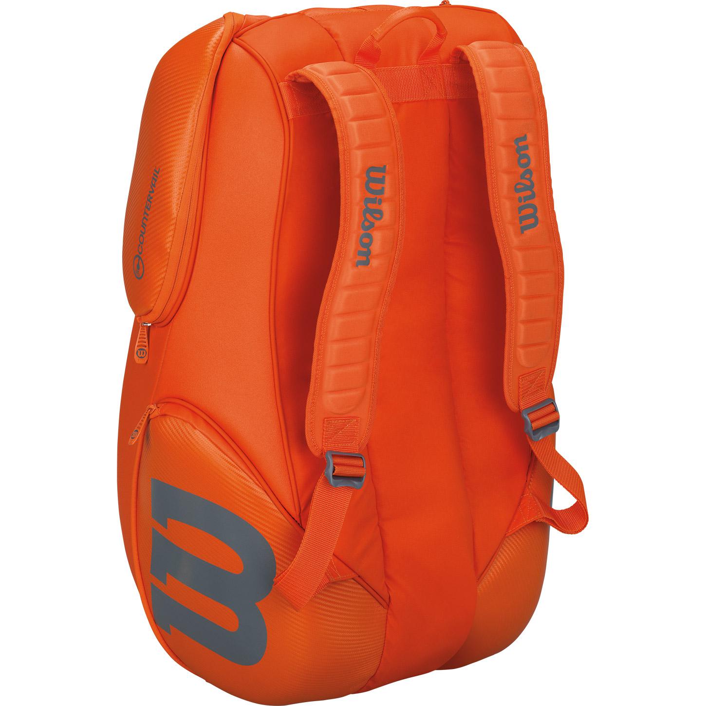 Wilson Burn 15 Racket Bag - Orange/Grey - Tennisnuts.com