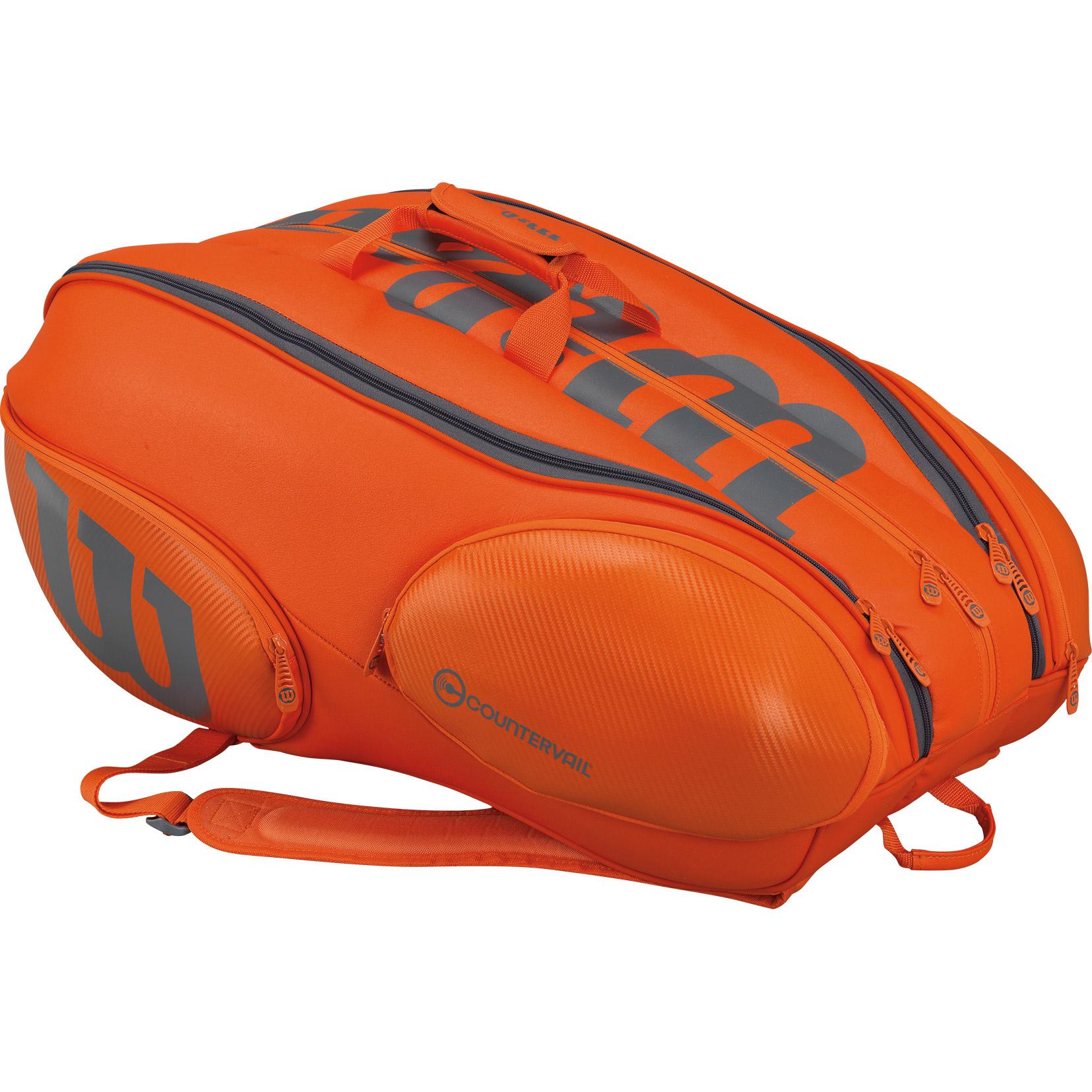 Wilson Burn 15 Racket Bag - Orange/Grey - Tennisnuts.com