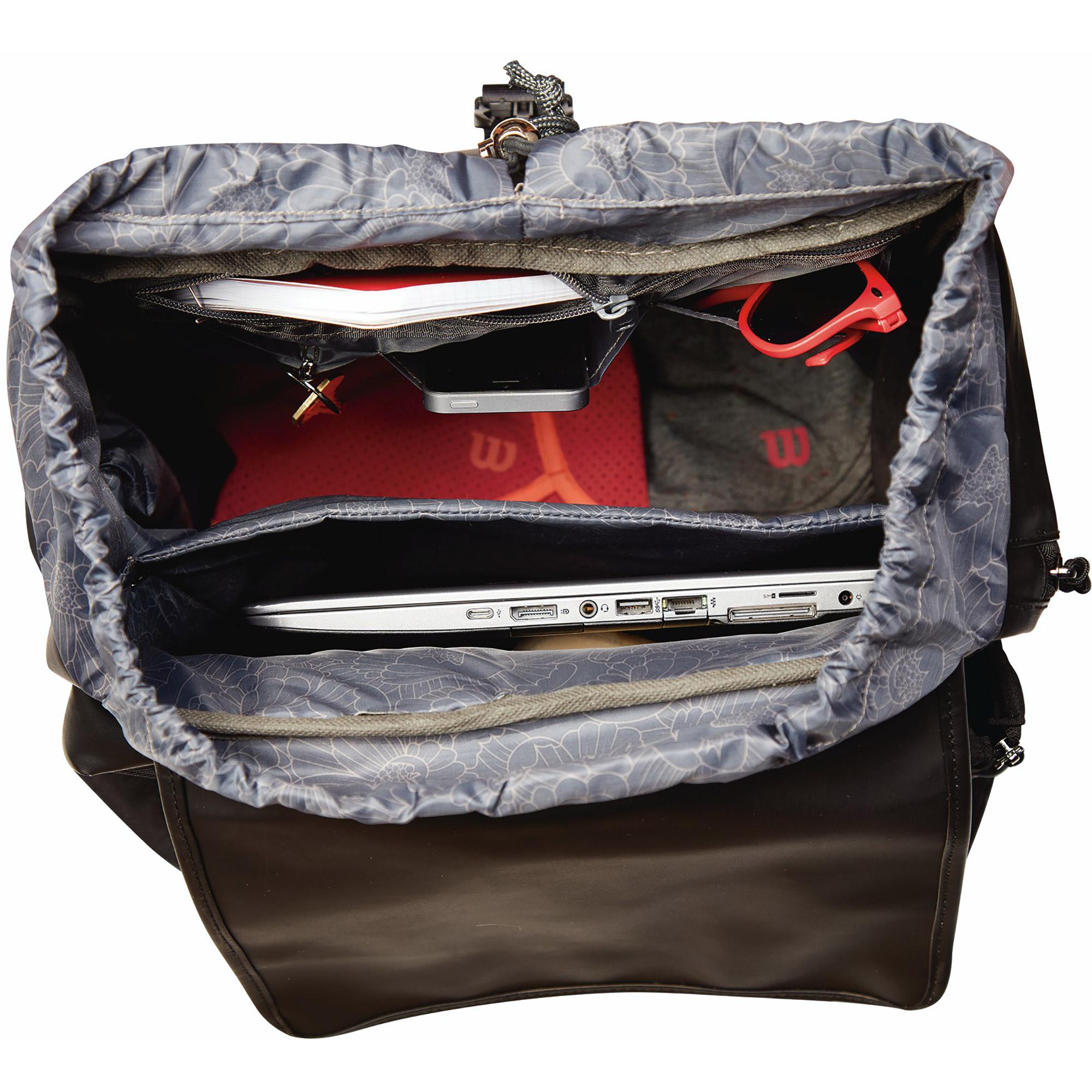 Wilson Womens Fold Over Backpack - Black - Tennisnuts.com