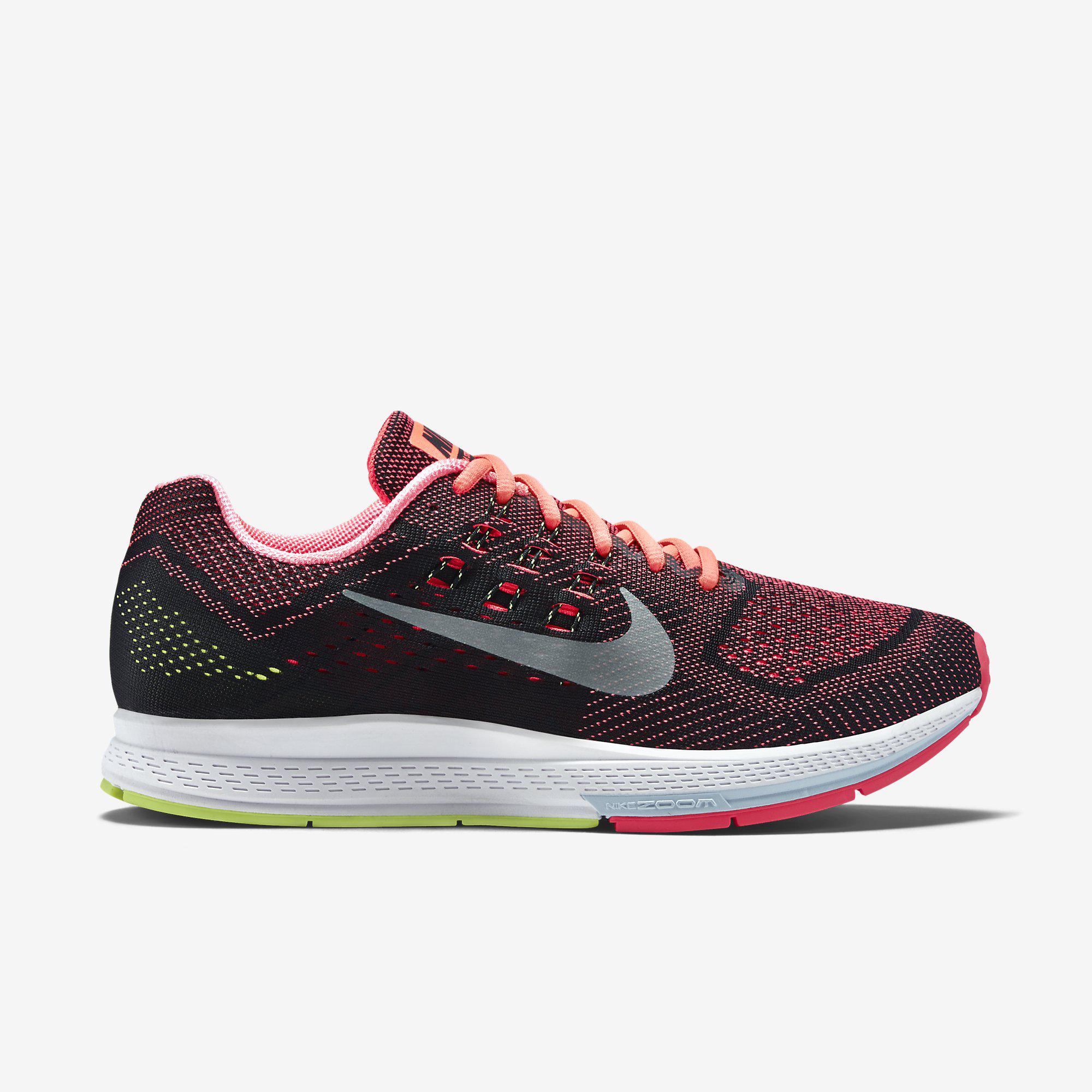 Nike Mens Air Zoom Structure 18 Running Shoes - Hot Lava/Black ...