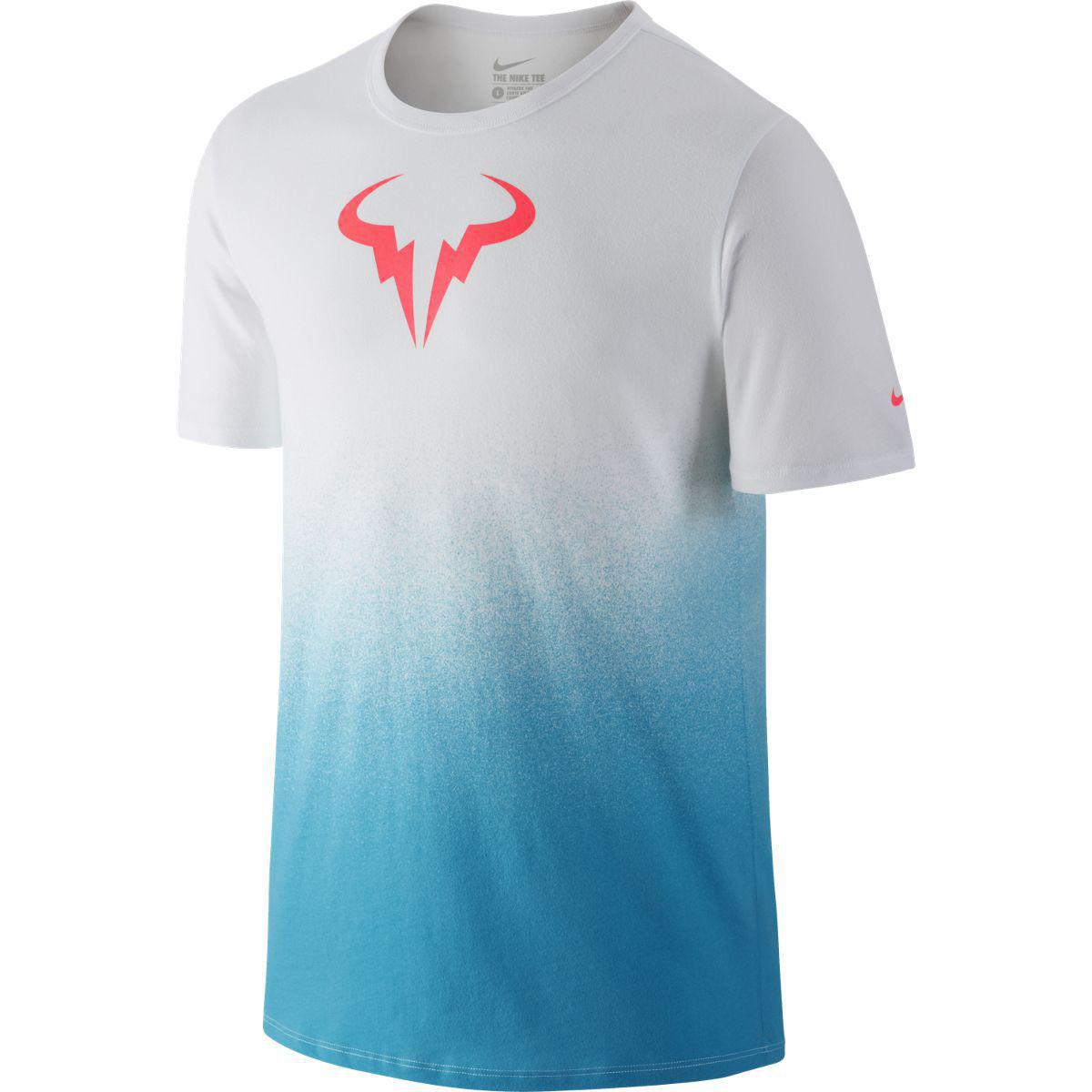 Nike Mens Premier Rafa Crew - White/Blue Lagoon - Tennisnuts.com