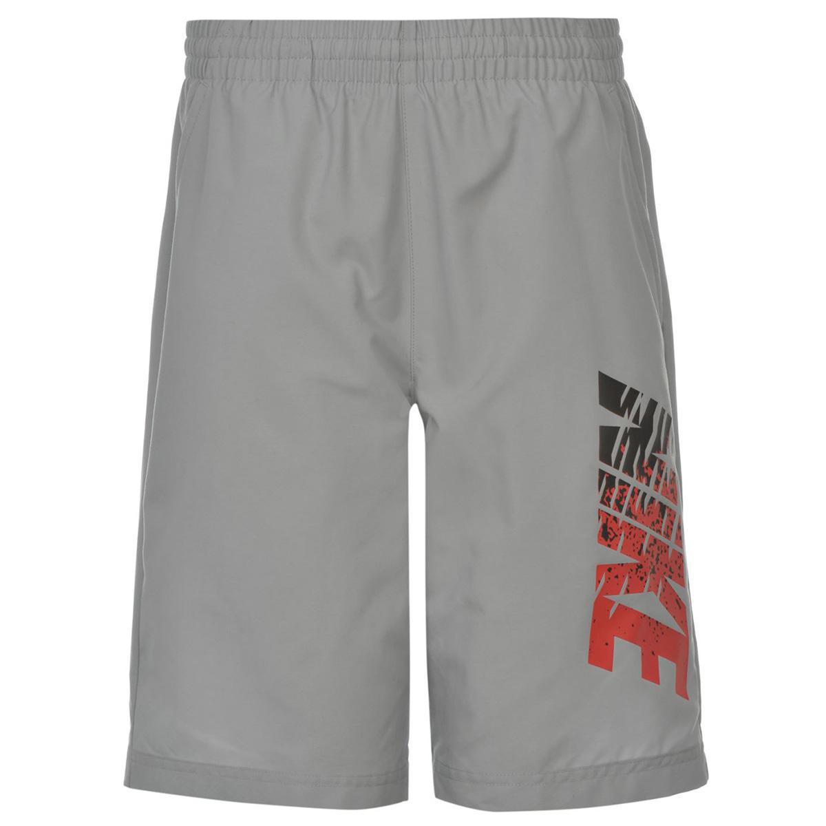 Nike Boys Woven Graphic Shorts - Wolf Grey/Daring Red - Tennisnuts.com