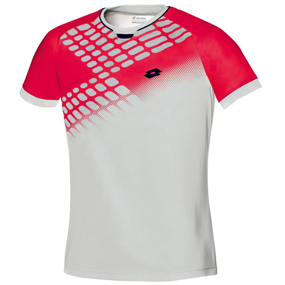 Lotto Mens Connor Tee - Grey/Spanish Red - Tennisnuts.com