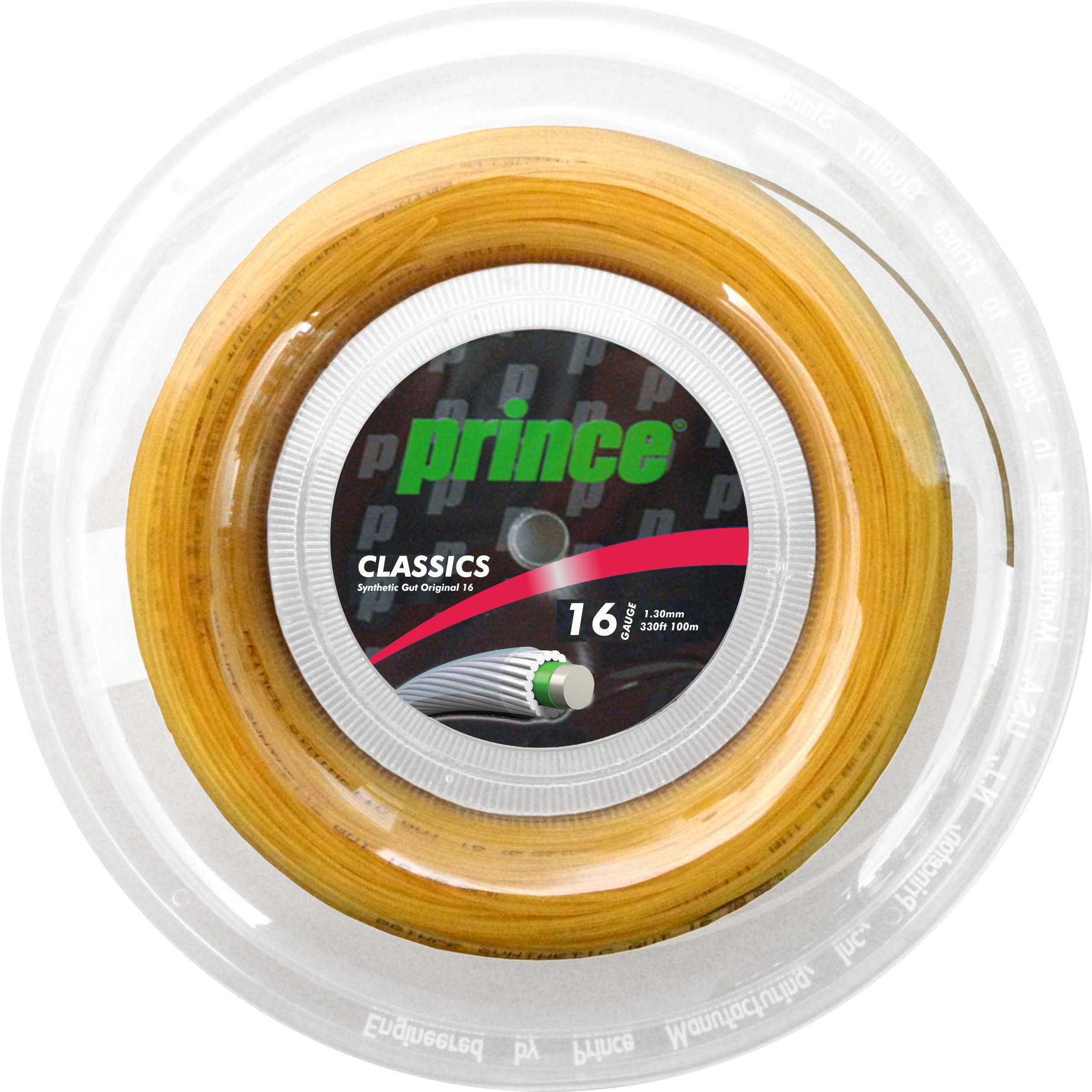 Prince Synthetic Gut 16 (1.30mm) 100m Tennis String Reel - Gold ...
