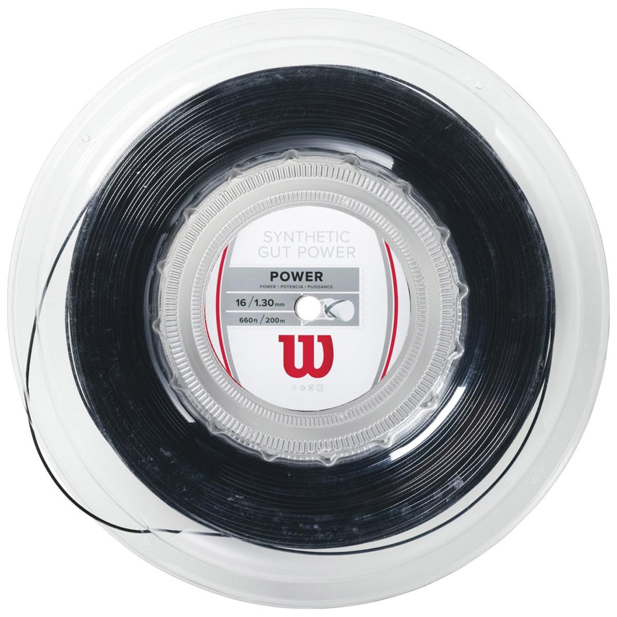 Wilson Synthetic Gut Power 200m Tennis String Reel - Black - Tennisnuts.com