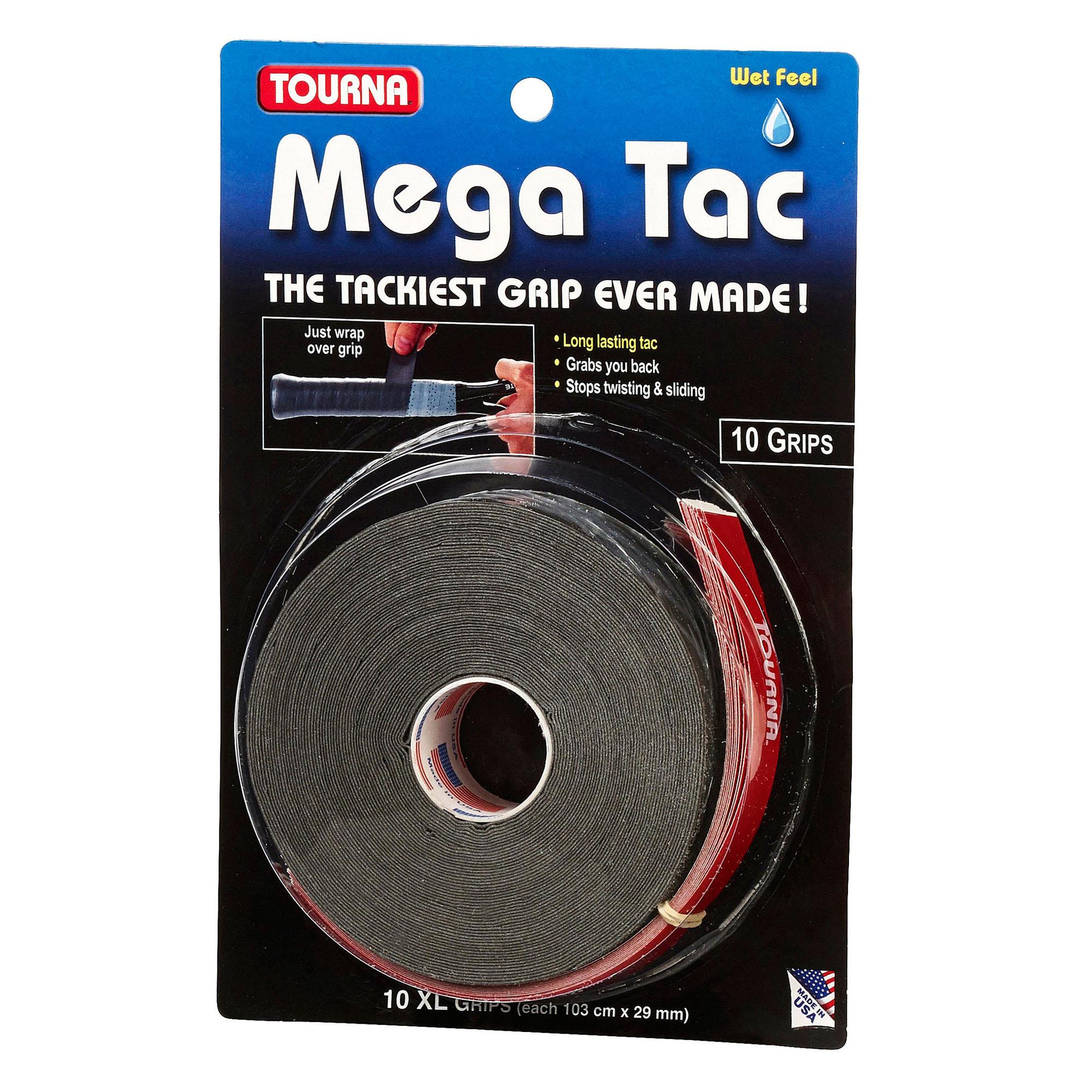 Tourna Mega Tac XL Overgrips (Pack of 10) - Black - Tennisnuts.com
