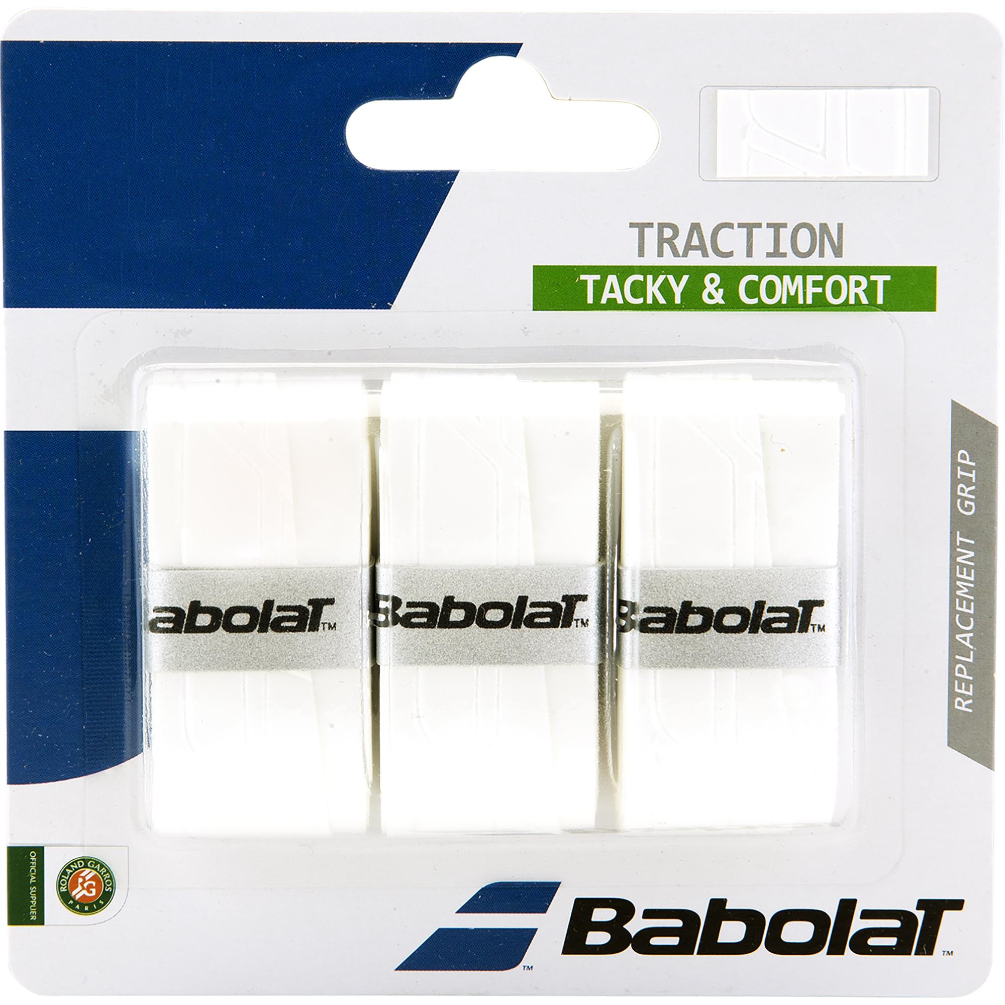 Babolat Traction Overgrips (3 Pack) - White - Tennisnuts.com