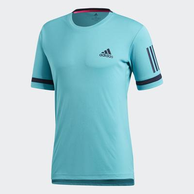 Adidas Mens 3-Stripes Club Tee - Hi-Res Aqua - Tennisnuts.com