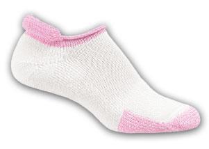 Thorlo Tennis Roll Top Socks (1 Pair) - White/Pink - Tennisnuts.com