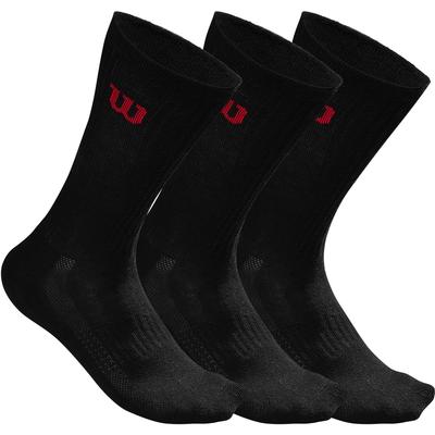 Wilson Crew Socks (3 Pairs) - Black/Red - Tennisnuts.com